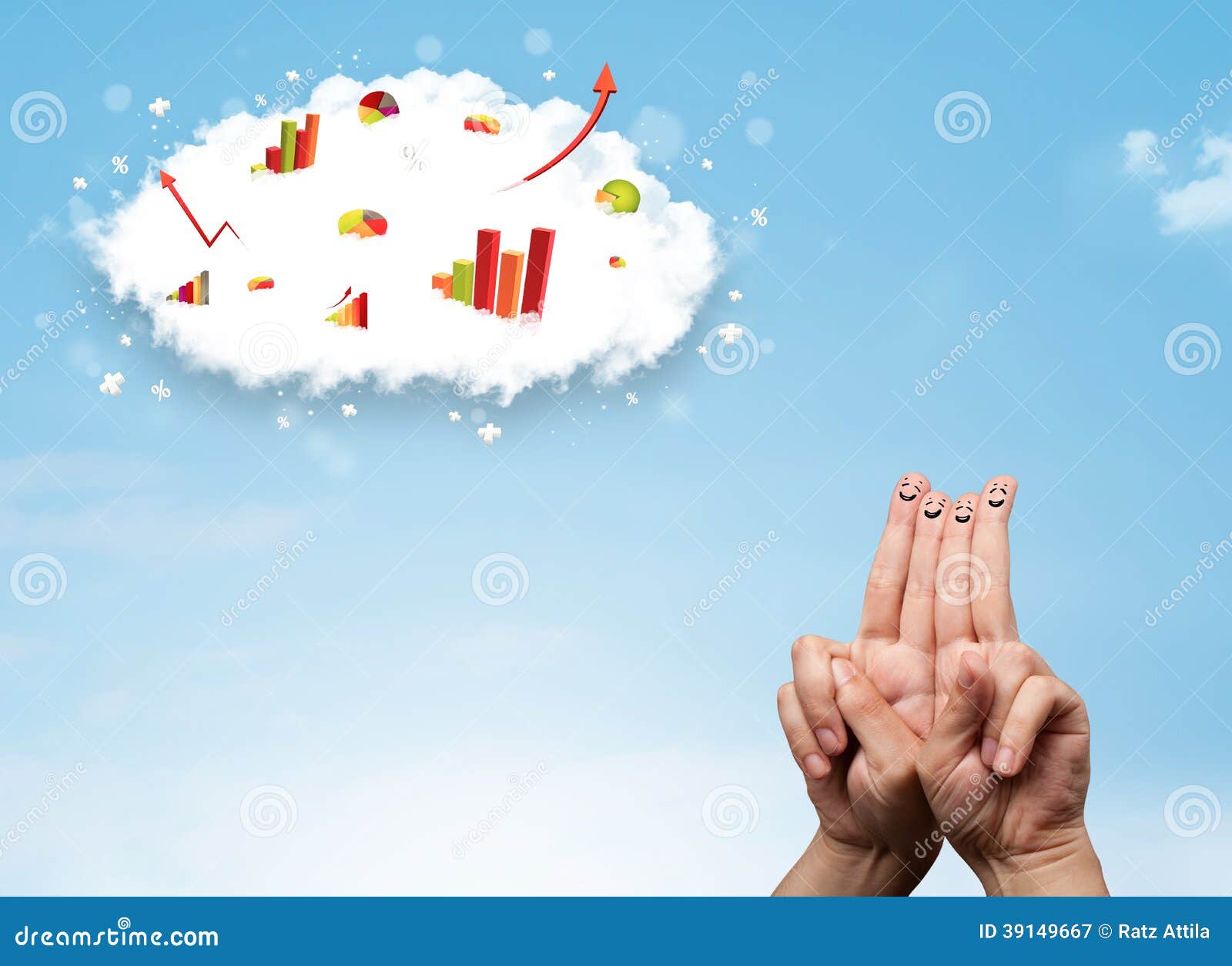 Smiley Heureux De Doigt Avec Le Graphique Image stock - Image du ...