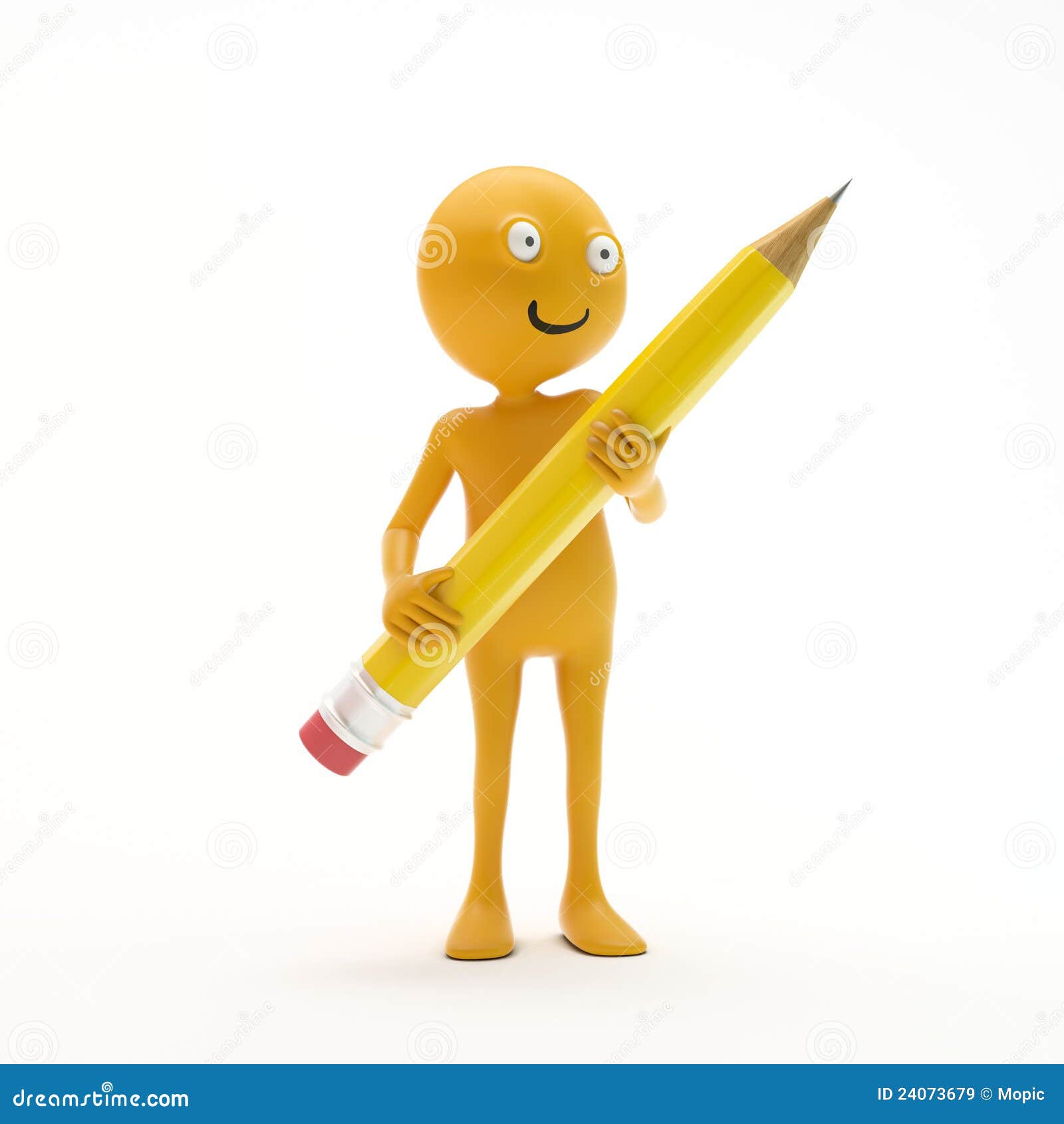 Smiley holding a pencil stock image. Image of people - 24073679