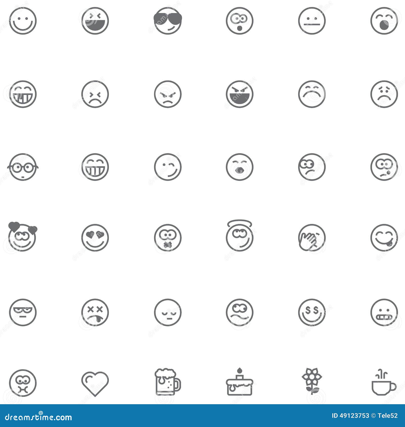 Smiley icon set stock vector. Illustration of funny, emotion - 49123753
