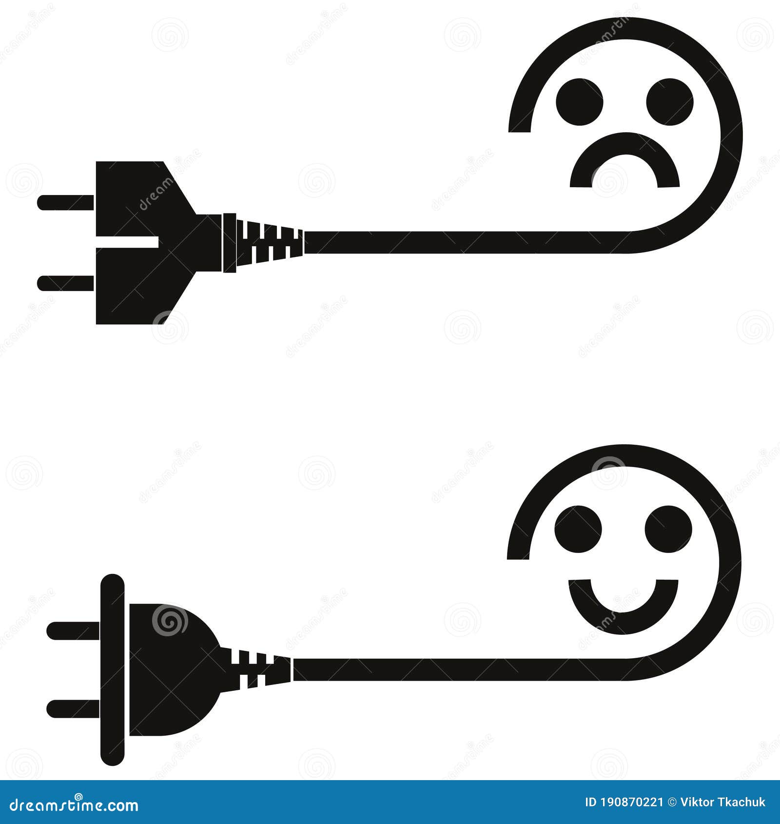 Smiley Icons. Emotions From A Cable With A Plug Cartoon Vector ...