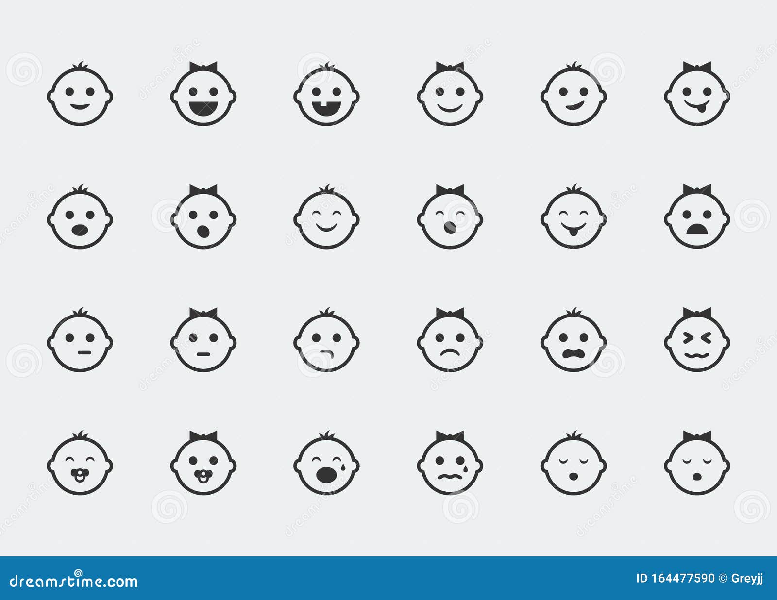 Smiley Icons of Varied Baby Faces Expressions Stock Vector ...