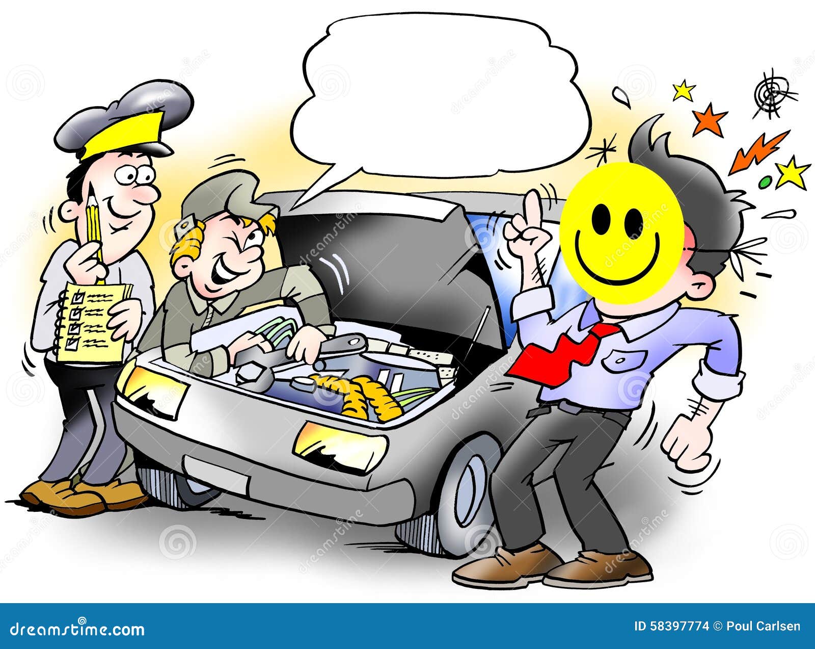 Smiley Inspection Of An Car Stock Photography | CartoonDealer.com #58397774