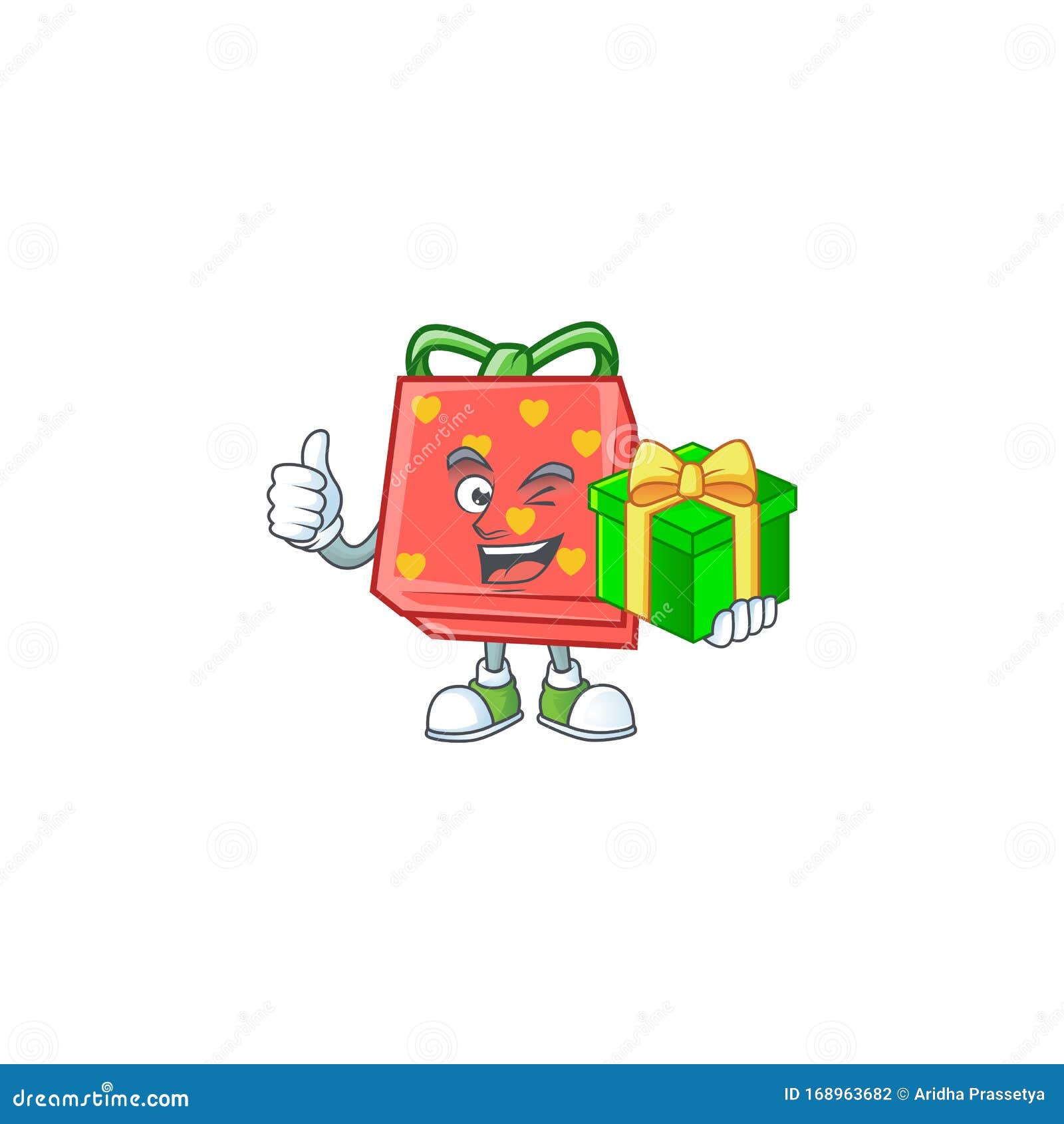 Smiley Love Gift Red Character with Gift Box Stock Vector ...