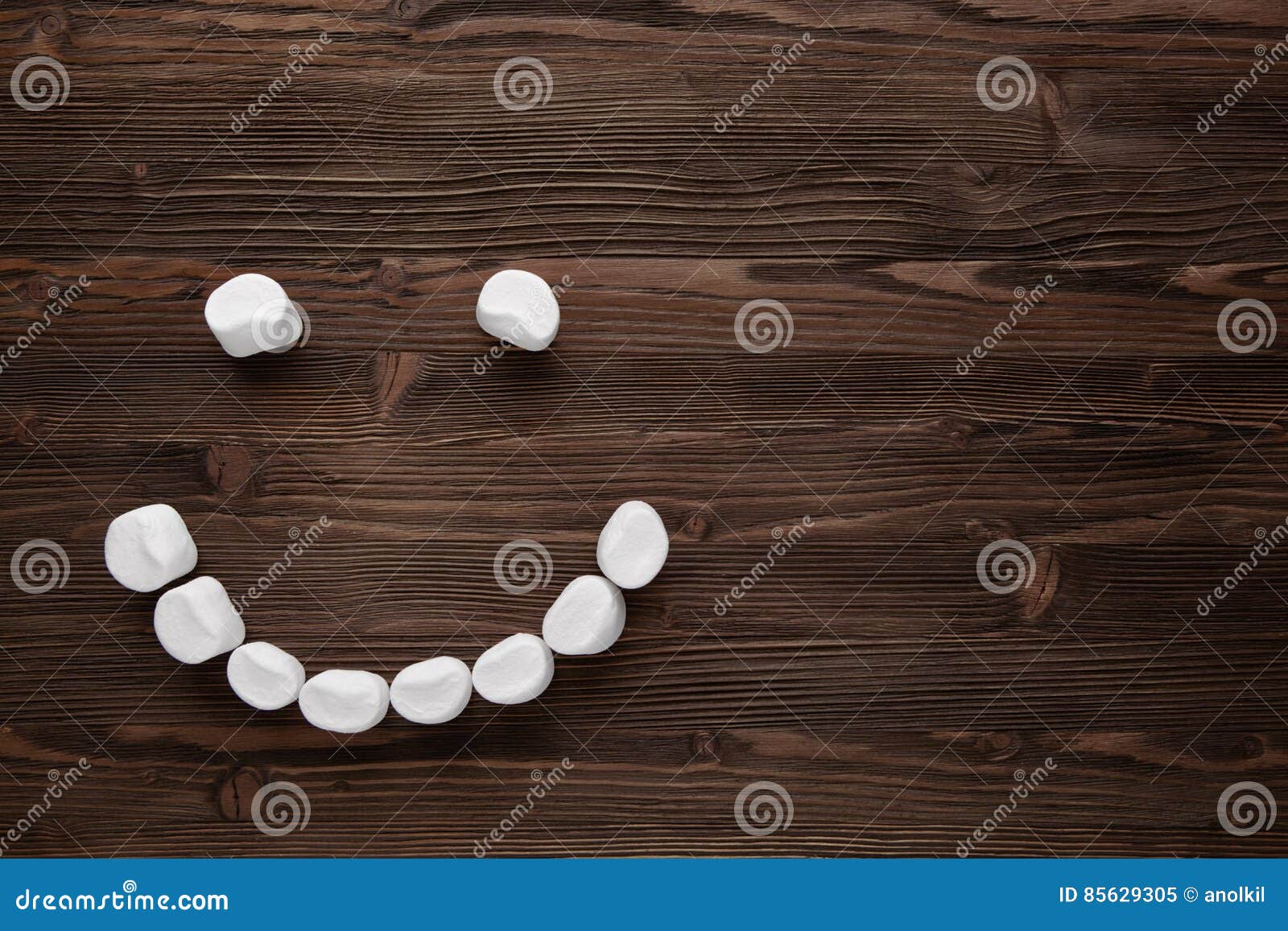 Smiley Marshmallow on a Dark Background. Stock Image - Image of holiday ...
