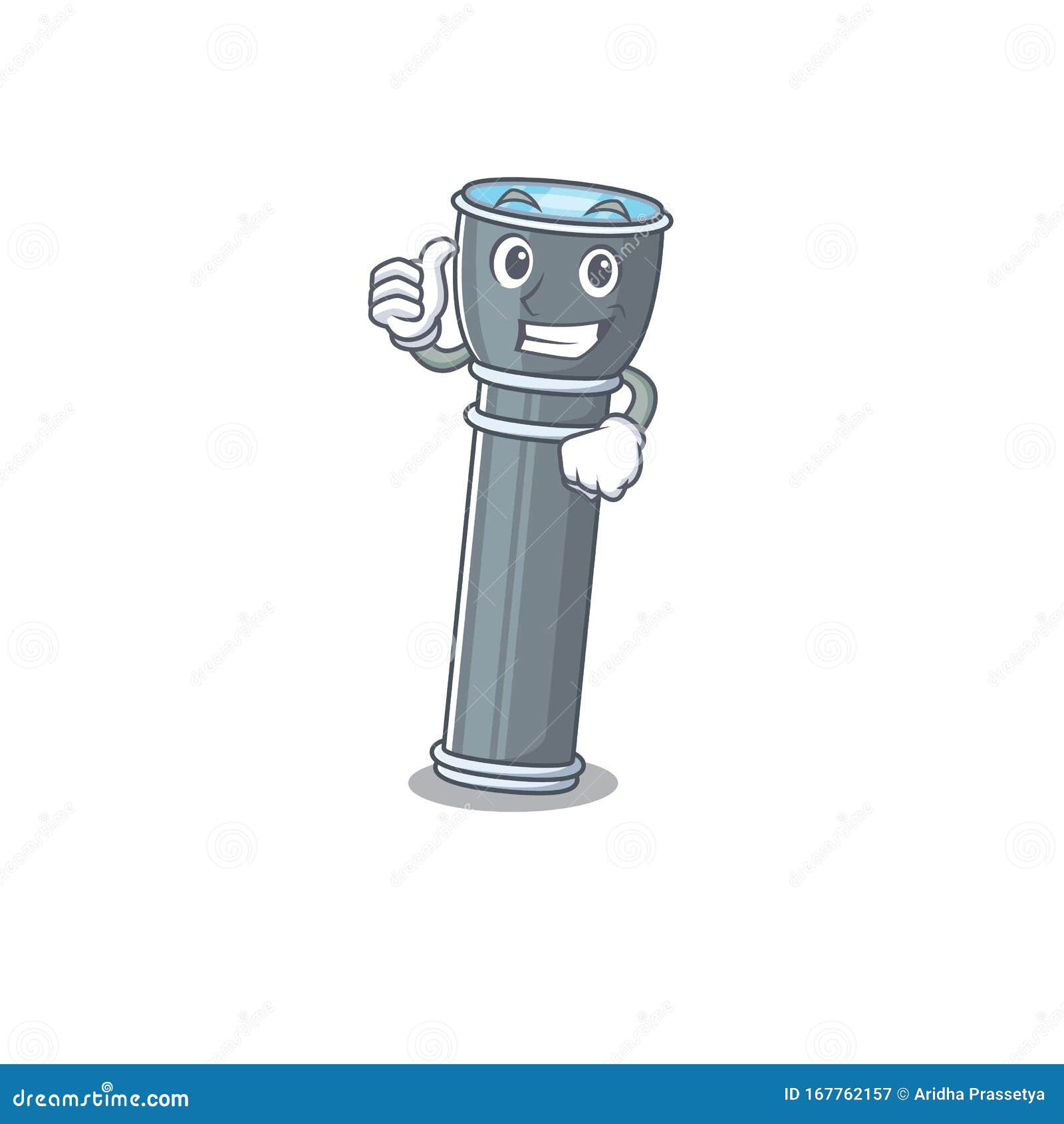 Smiley Mascot of Flashlight Scroll Making Thumbs Up Gesture Stock ...