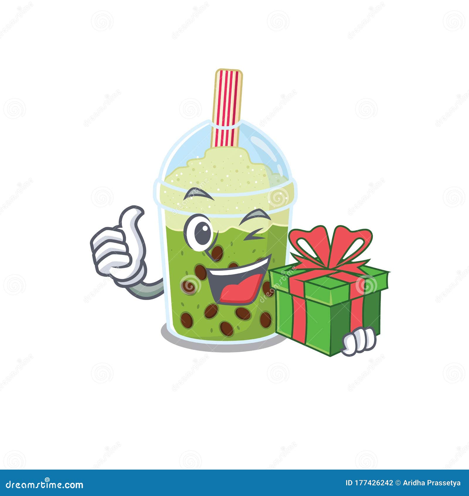 Matcha Bubble Tea Cute Cartoon Character Bring A Boardx Vector ...