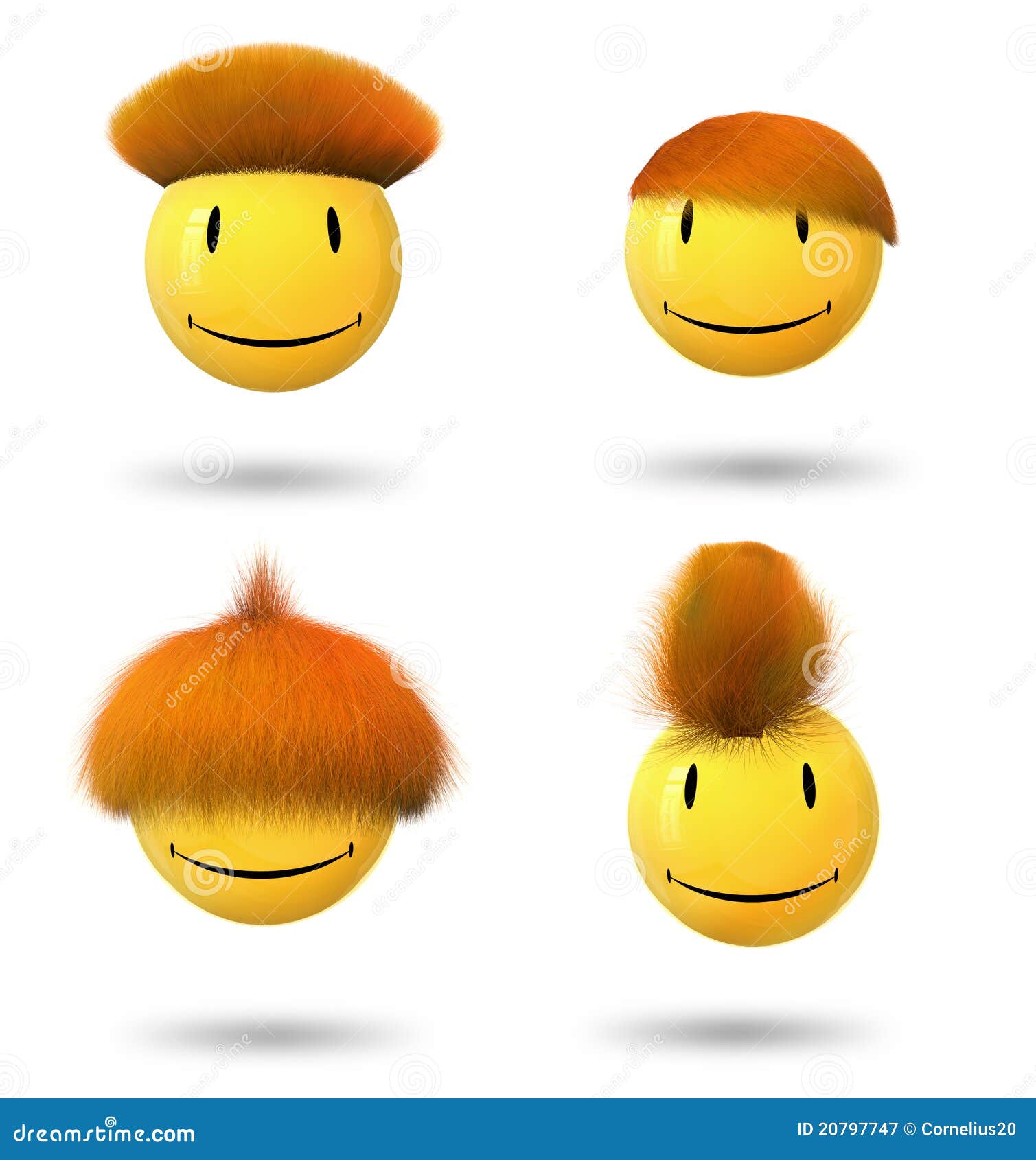 Smiley mit dem Haar stock abbildung. Illustration von emoticon - 20797747