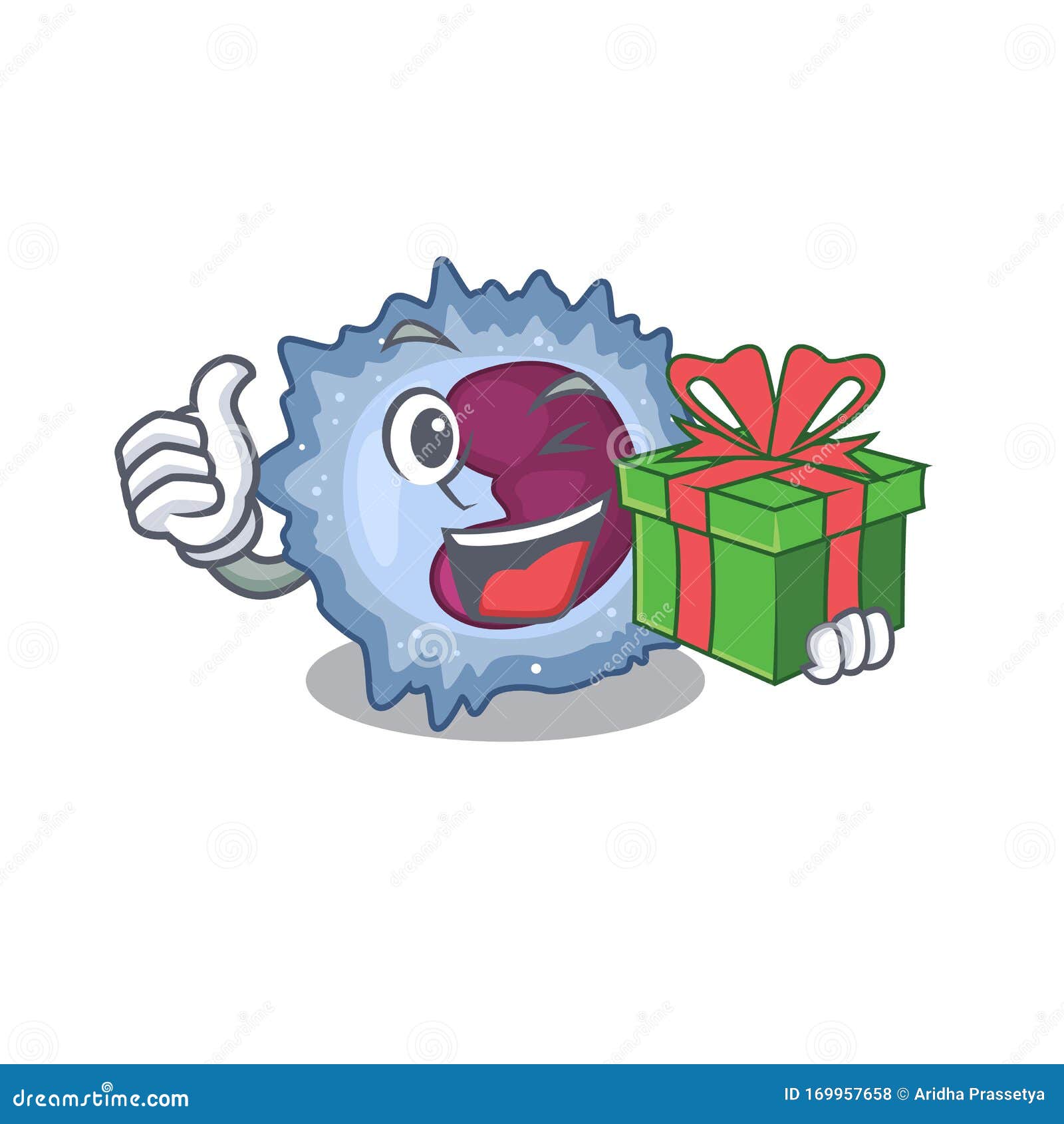 Smiley Monocyte Cell Character With Gift Box Vector Illustration ...