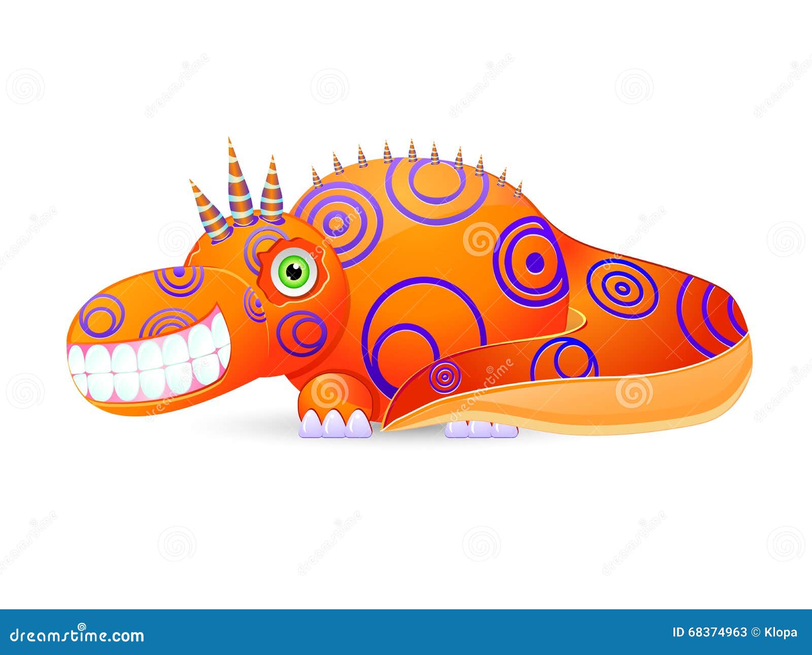 Smiley Monster with Horns on White Stock Vector - Illustration of ...