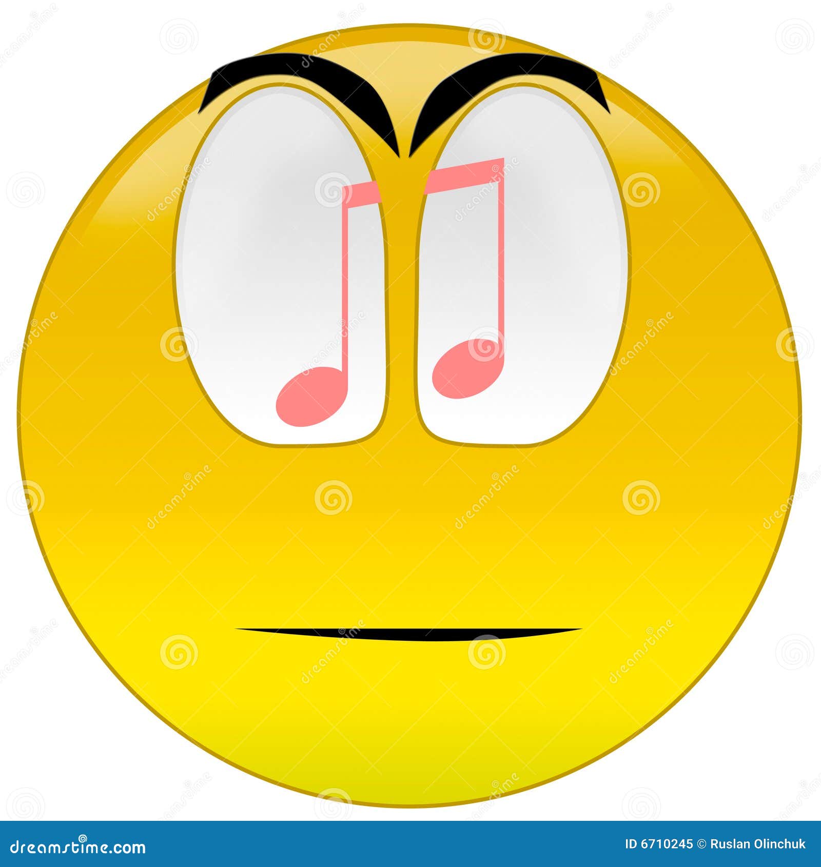 Smiley with Note Signs at Eyes Stock Illustration - Illustration of ...