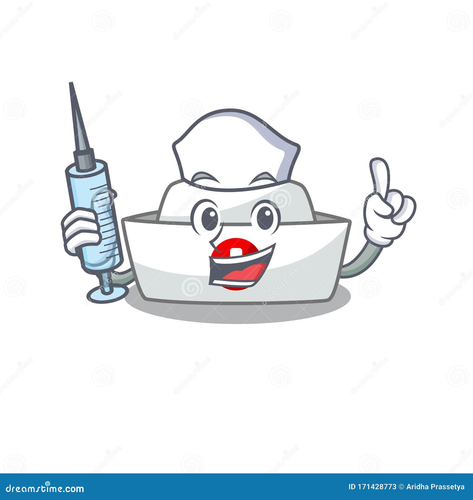 Smiley Nurse Nurse Hat Cartoon Character with a Syringe Stock Vector ...