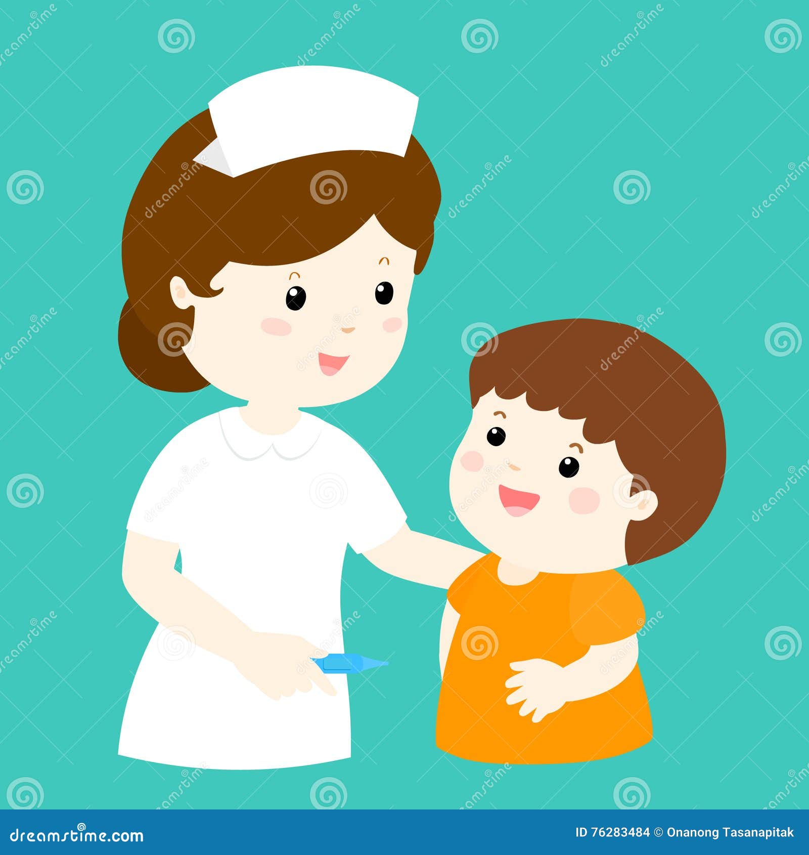 Smiley nurse talk to boy stock vector. Illustration of hygiene - 76283484