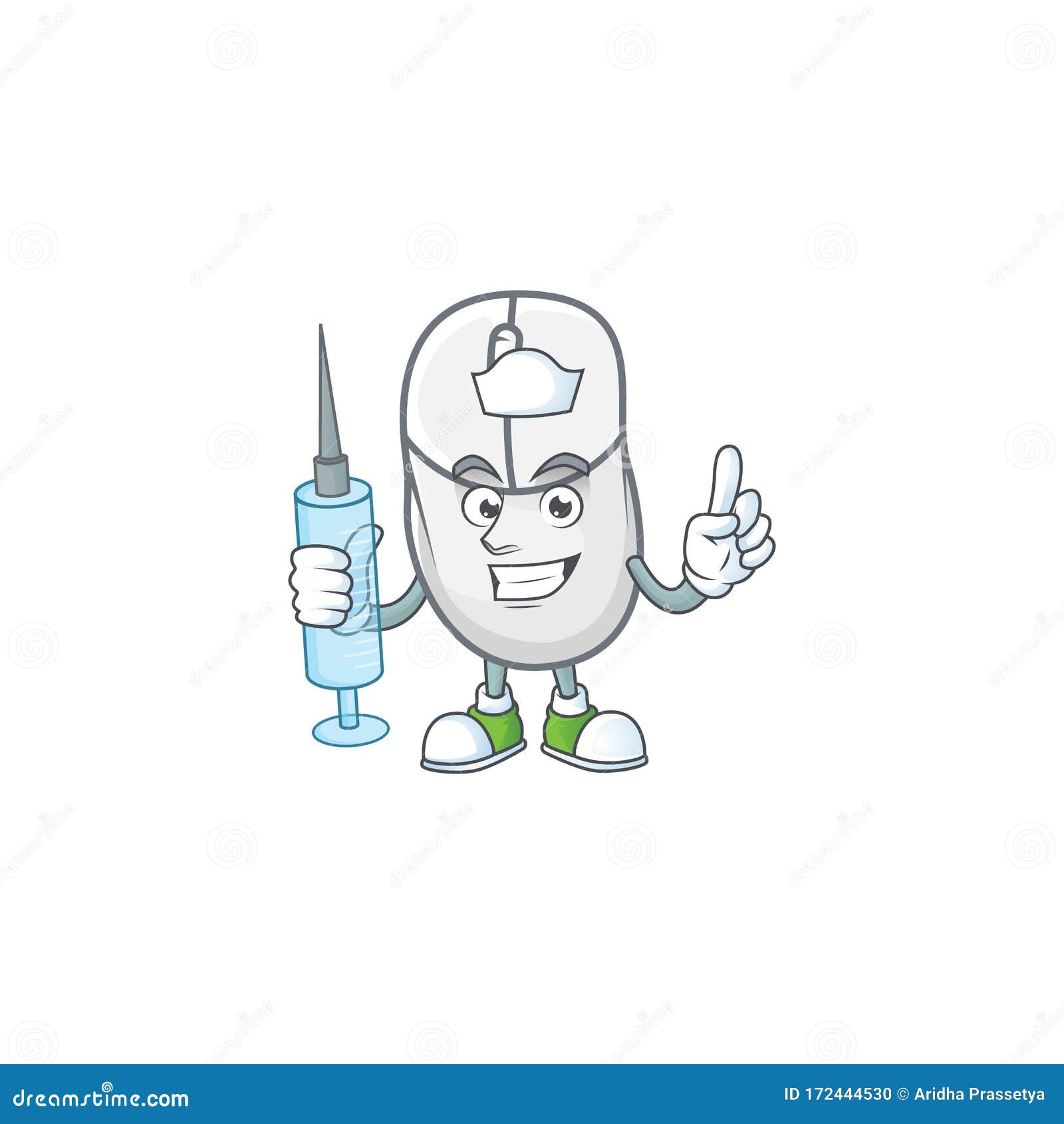 Smiley Nurse White Mouse Cartoon Character with a Syringe Stock Vector ...