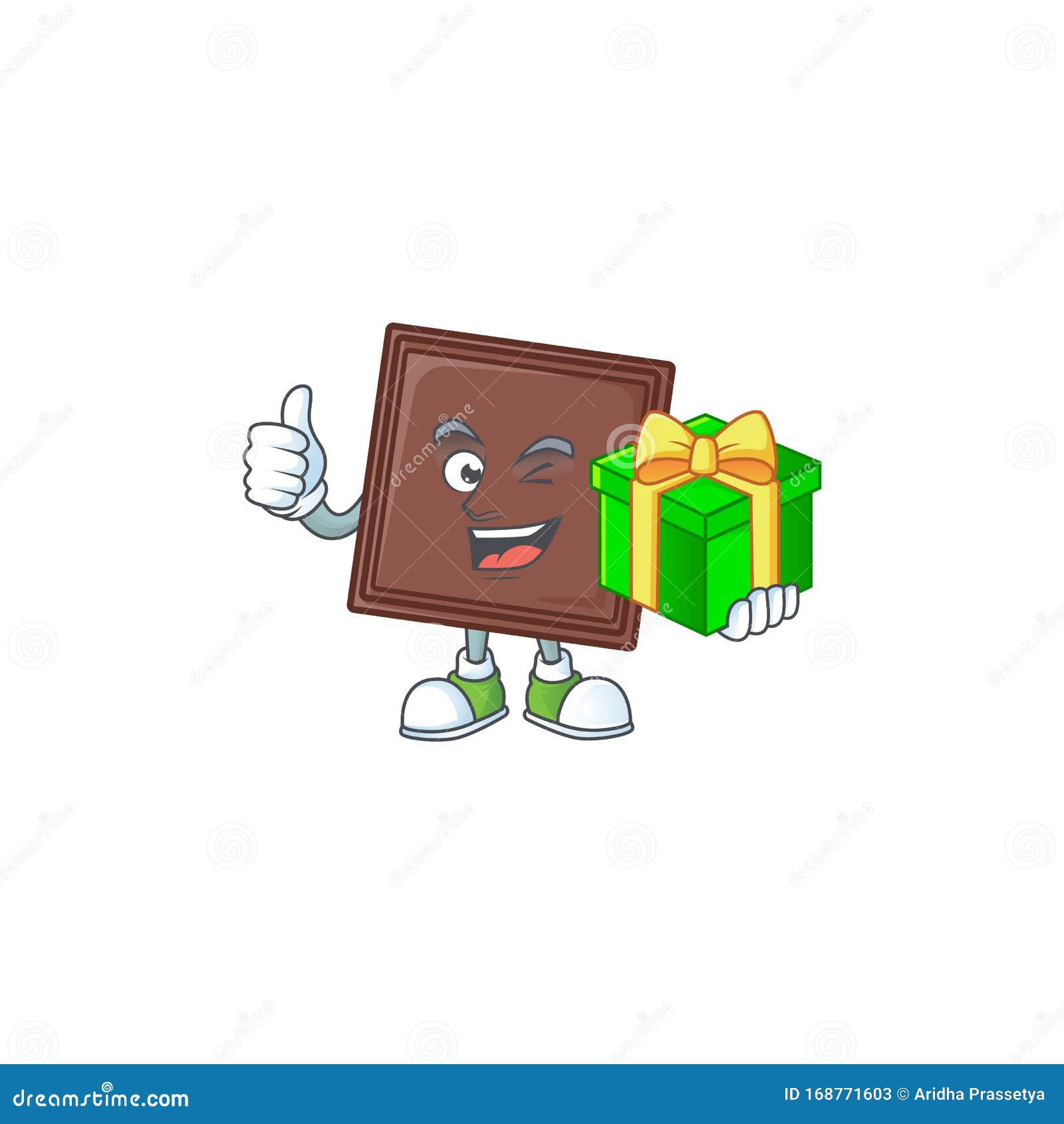 Smiley One Bite Chocolate Bar Character with Gift Box Stock Vector ...