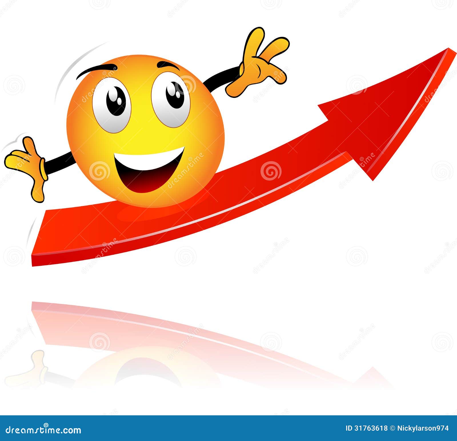 Smiley op een pijl vector illustratie. Illustration of verhogen - 31763618