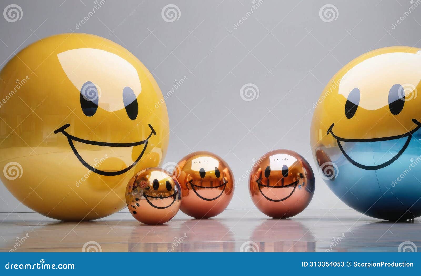 Smiley Orbs Arrayed in Order of Size Stock Image - Image of shiny ...