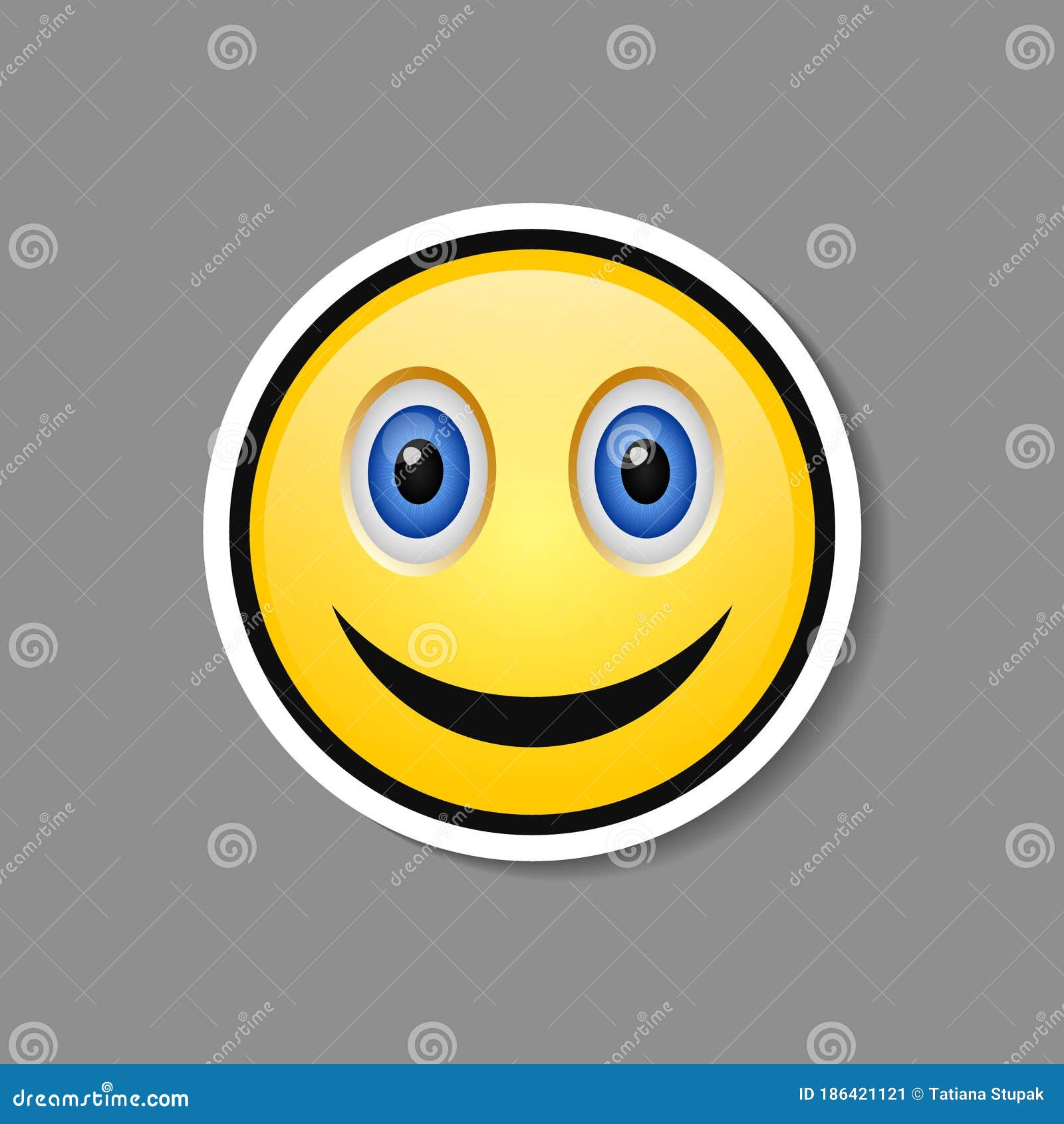 Smiley Paper Sticker. Vector Happy Face Emoticon Label | CartoonDealer ...