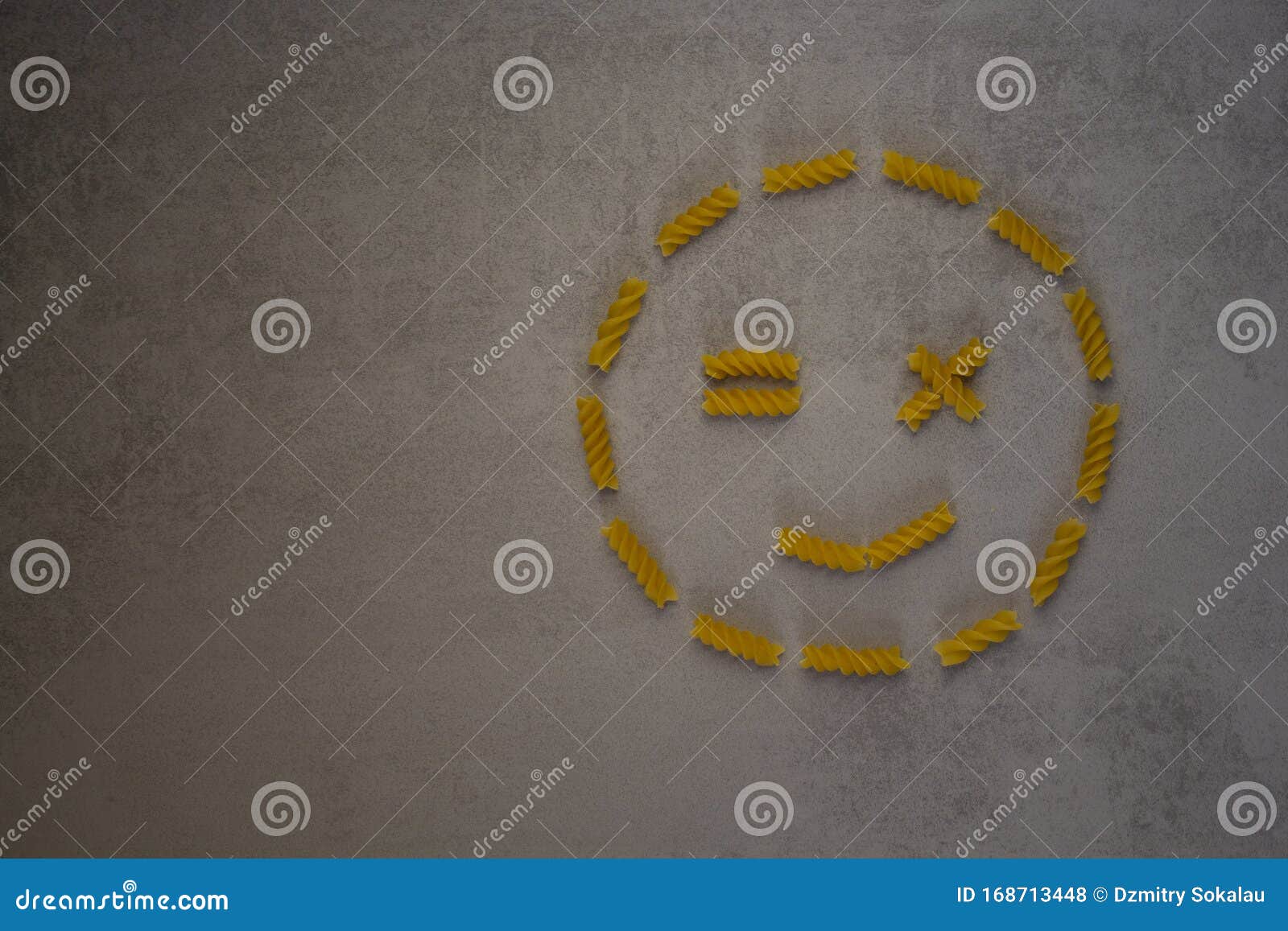 Smiley Pasta on a Blue Background Place for Text Stock Photo - Image of ...