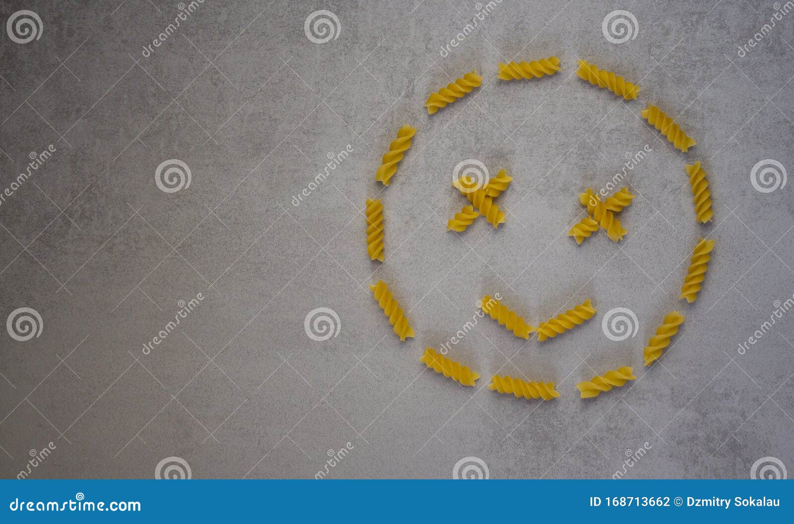 Smiley Pasta on a Blue Background Place for Text Stock Photo - Image of ...