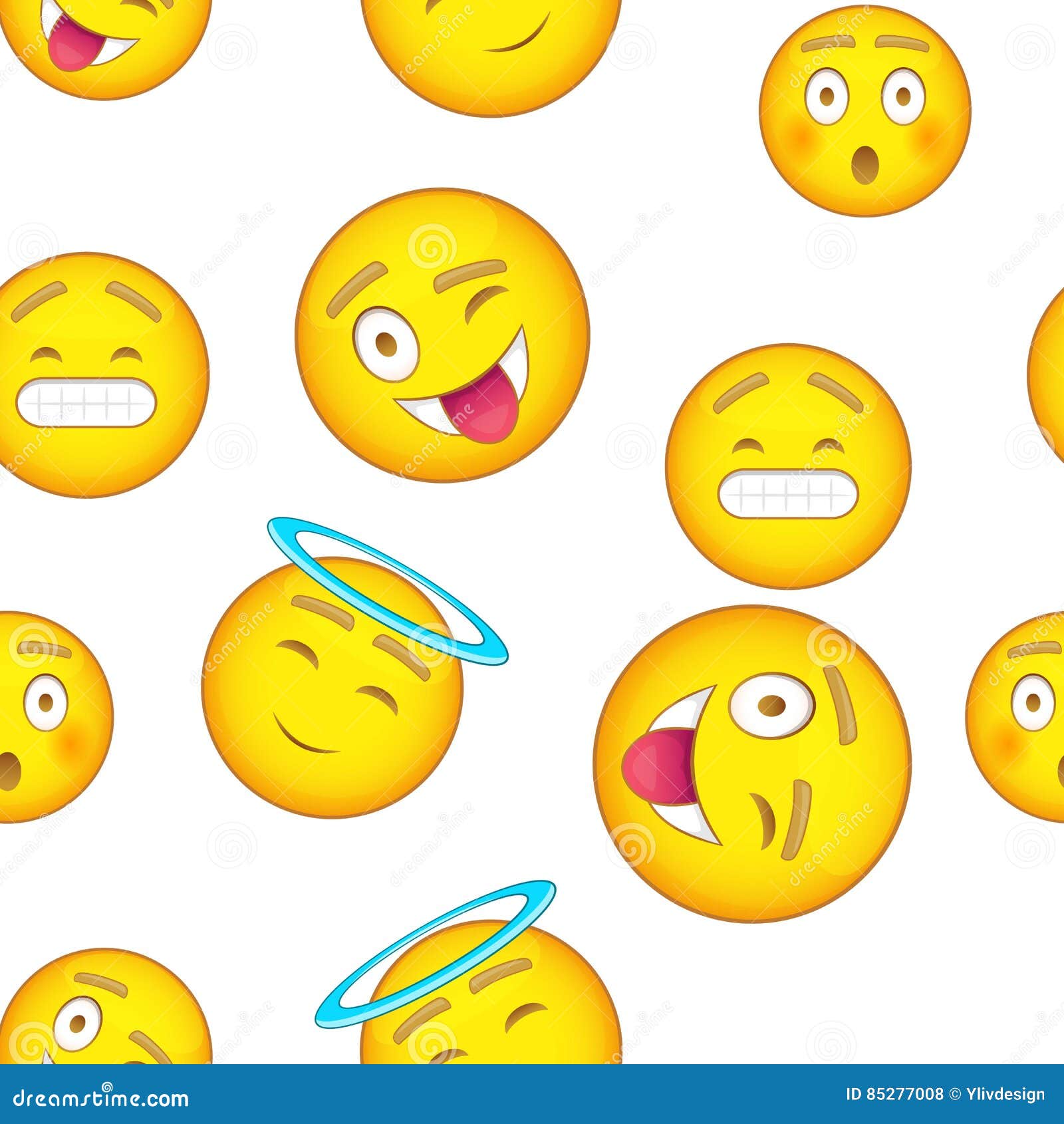 Smiley Pattern, Cartoon Style Stock Vector - Illustration of character ...