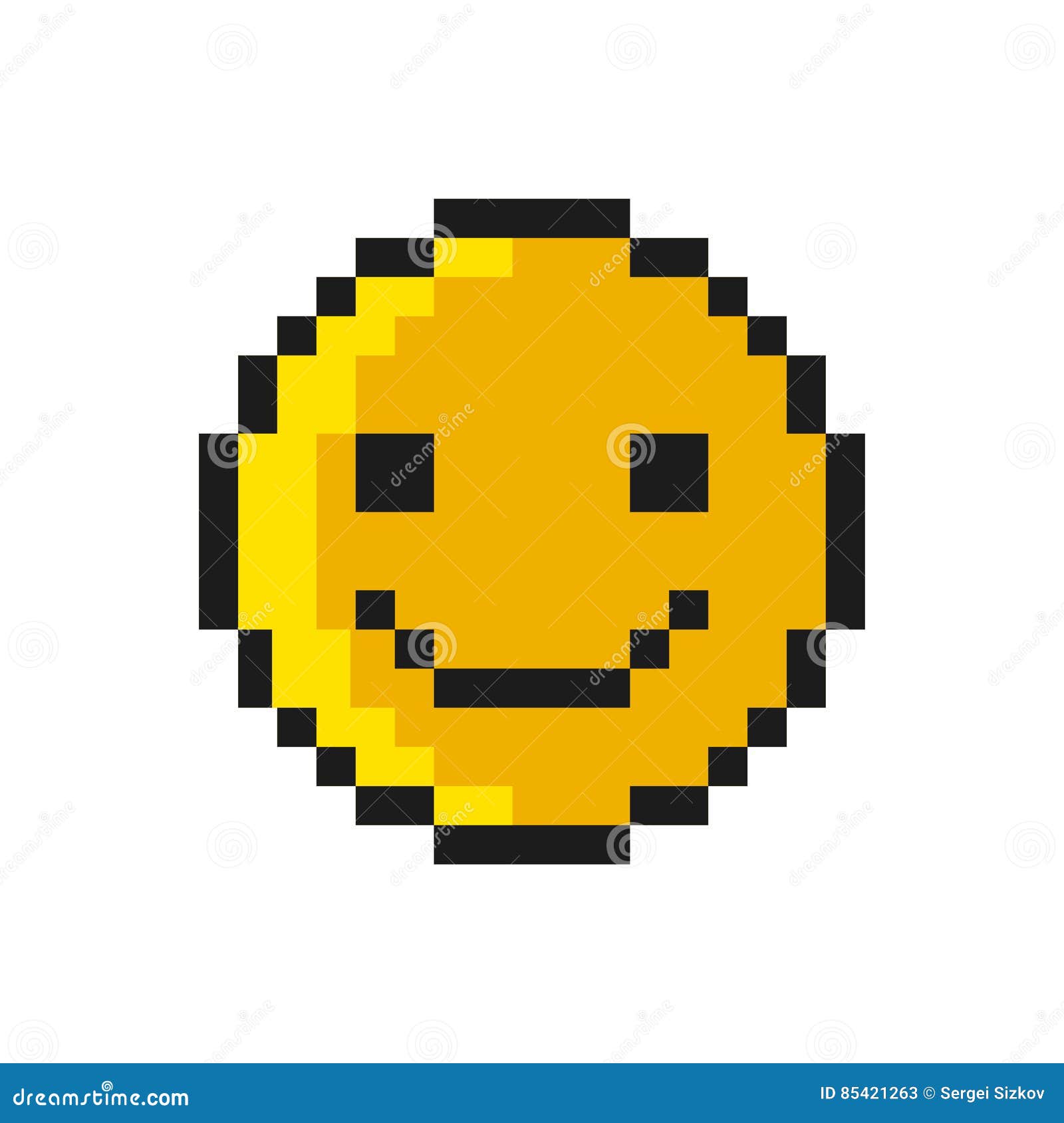 Smiley Pixel Art Style On White Background. Vector Illustration ...