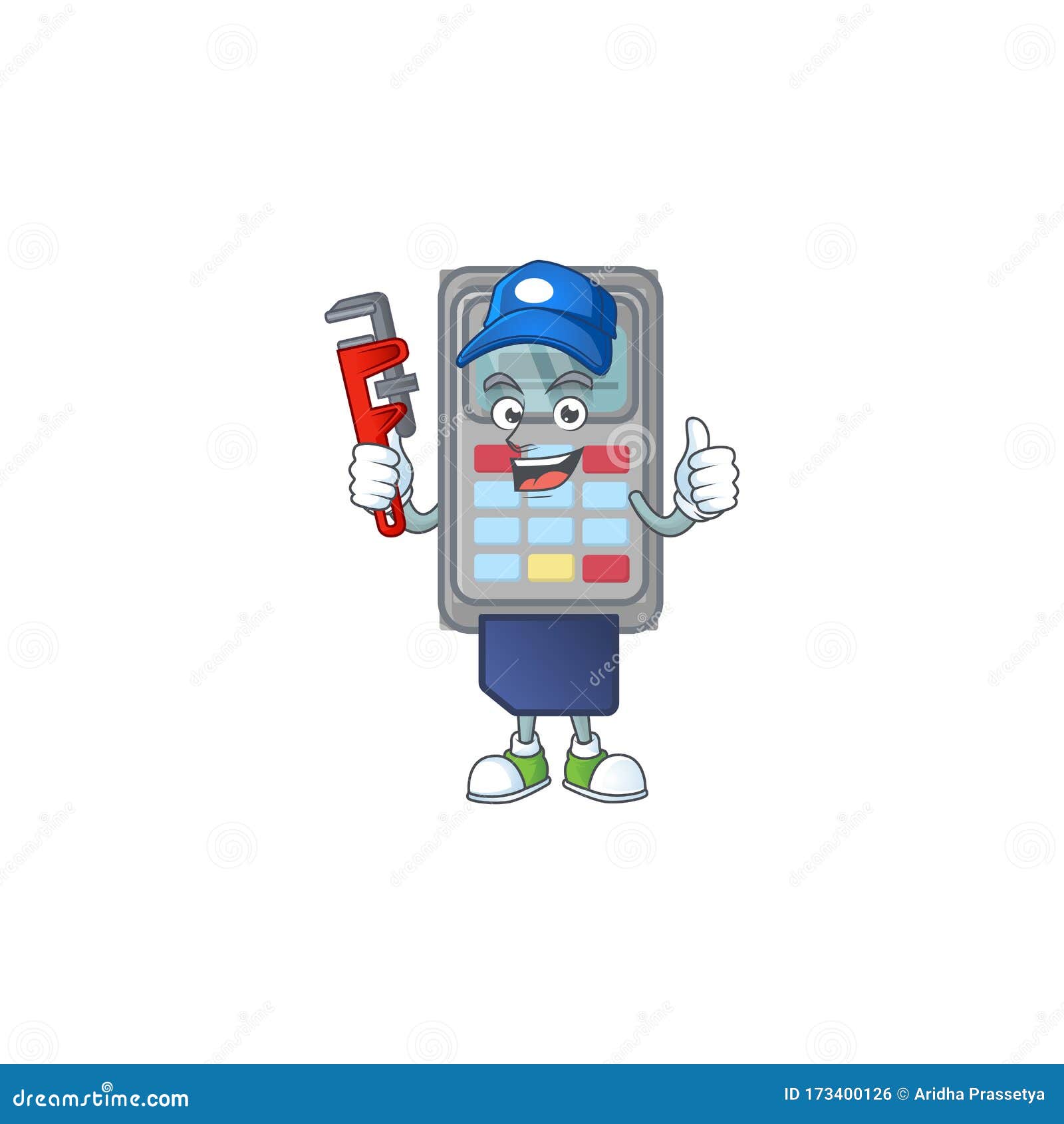 Smiley Plumber POS Machine on Mascot Picture Style Stock Vector ...