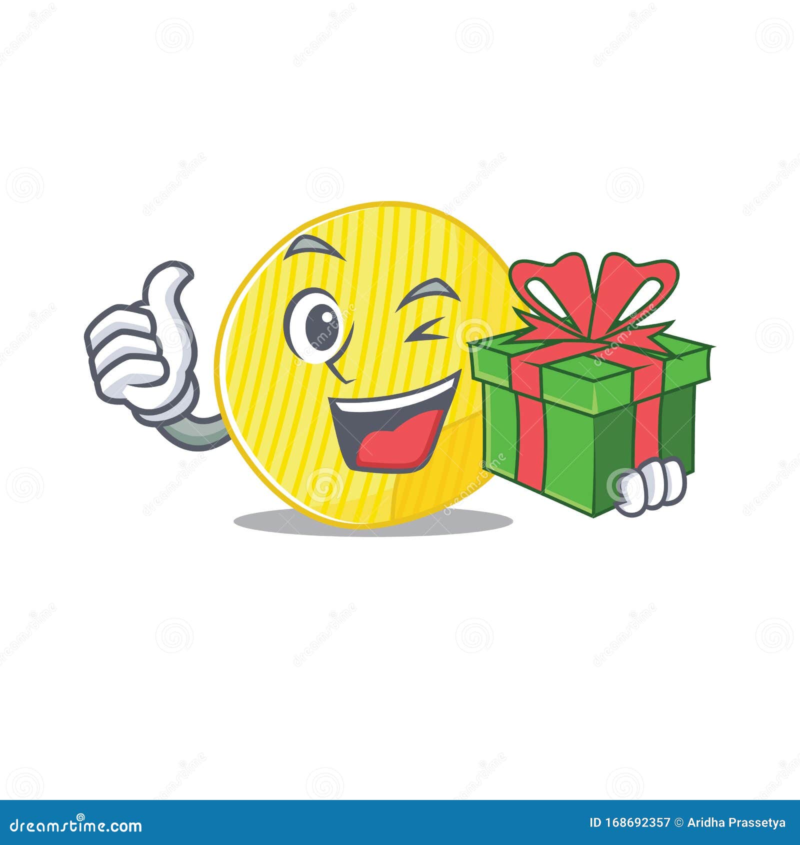 Smiley Potato Chips Character with Gift Box Stock Vector - Illustration ...