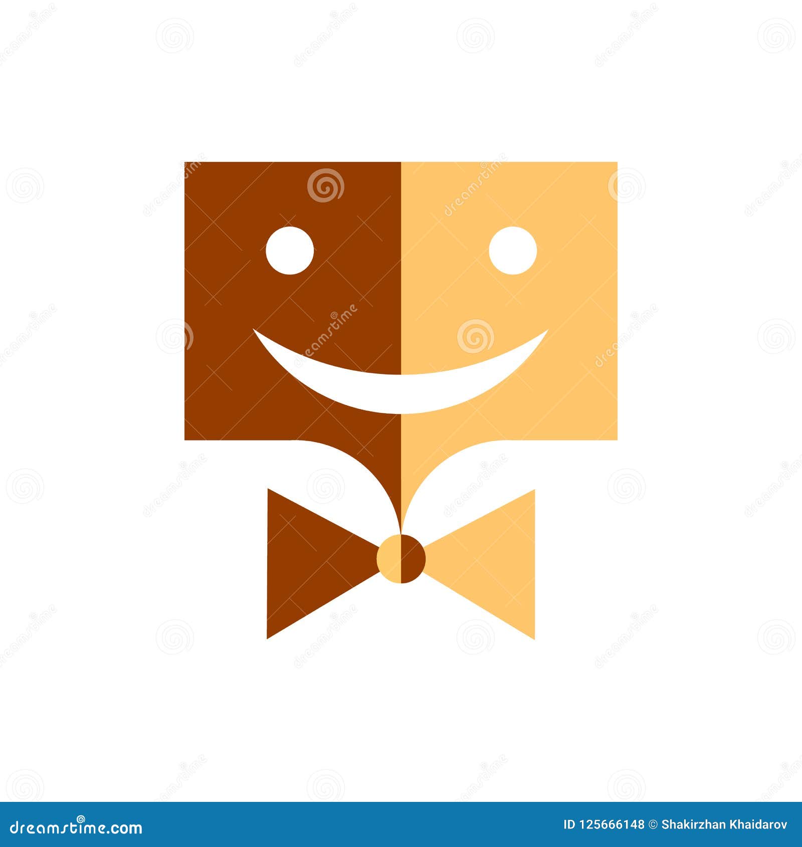 Smiley Rectangular Smiling In A Tie Of Two Colors Vector Illustration ...