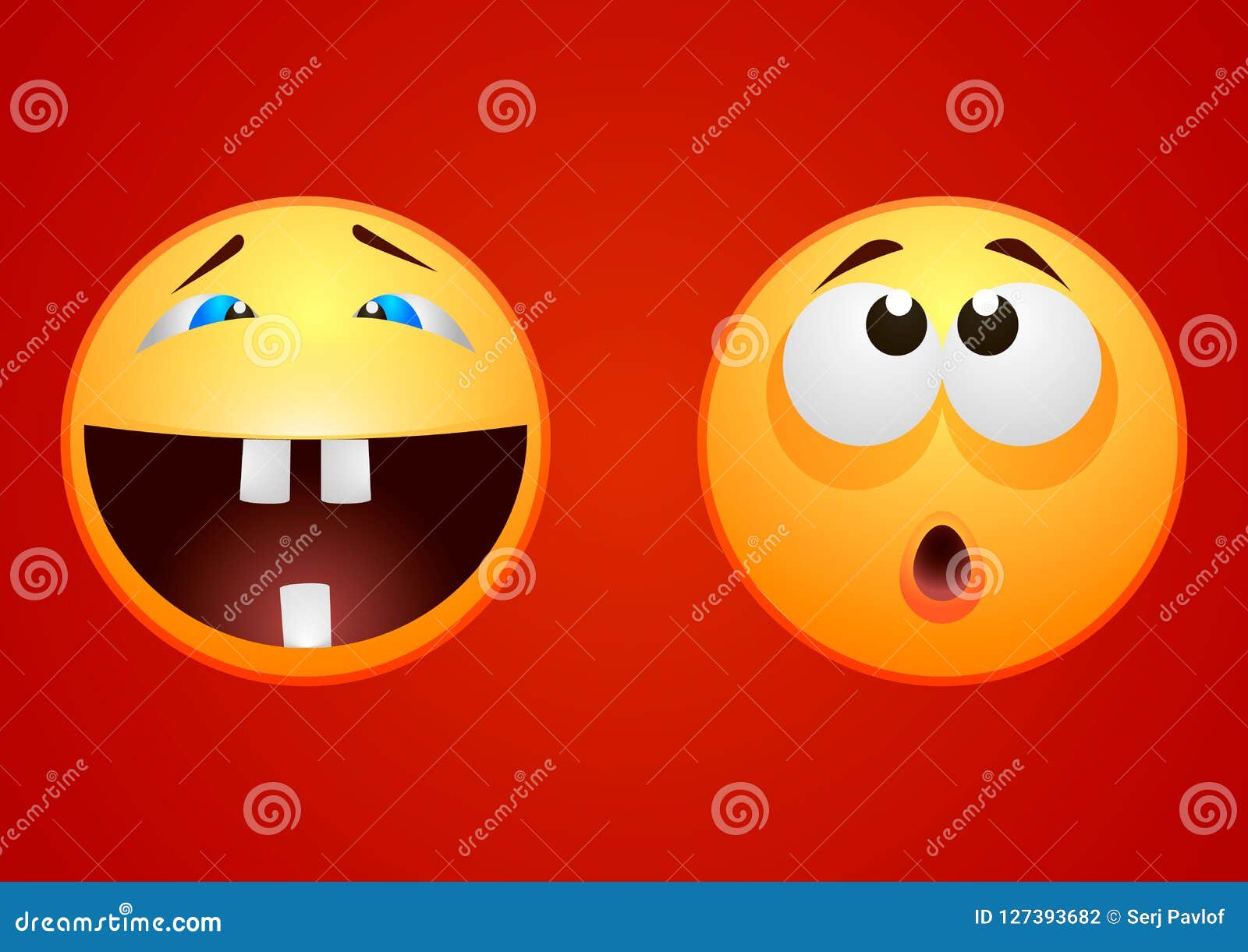 Smiley Risata in Tutti I Denti E Sorpresa Infinita Illustrazione ...