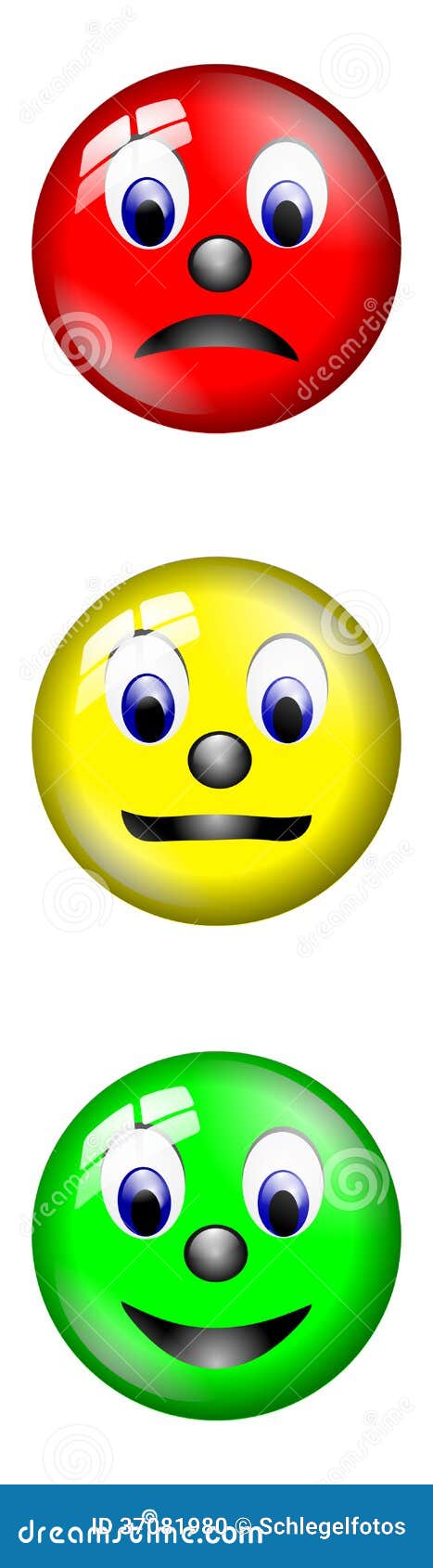 Smiley Rouge De Vert Jaune D'isolement Illustration Stock ...