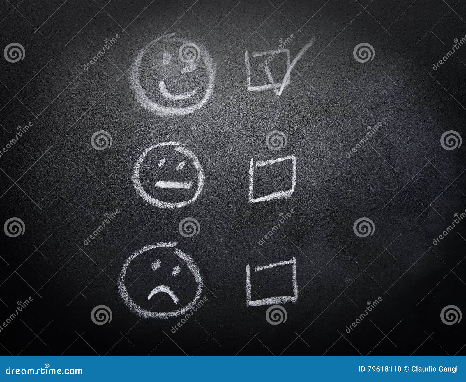 Smiley or Sad Checkboxes on Blackboard Stock Photo - Image of ...