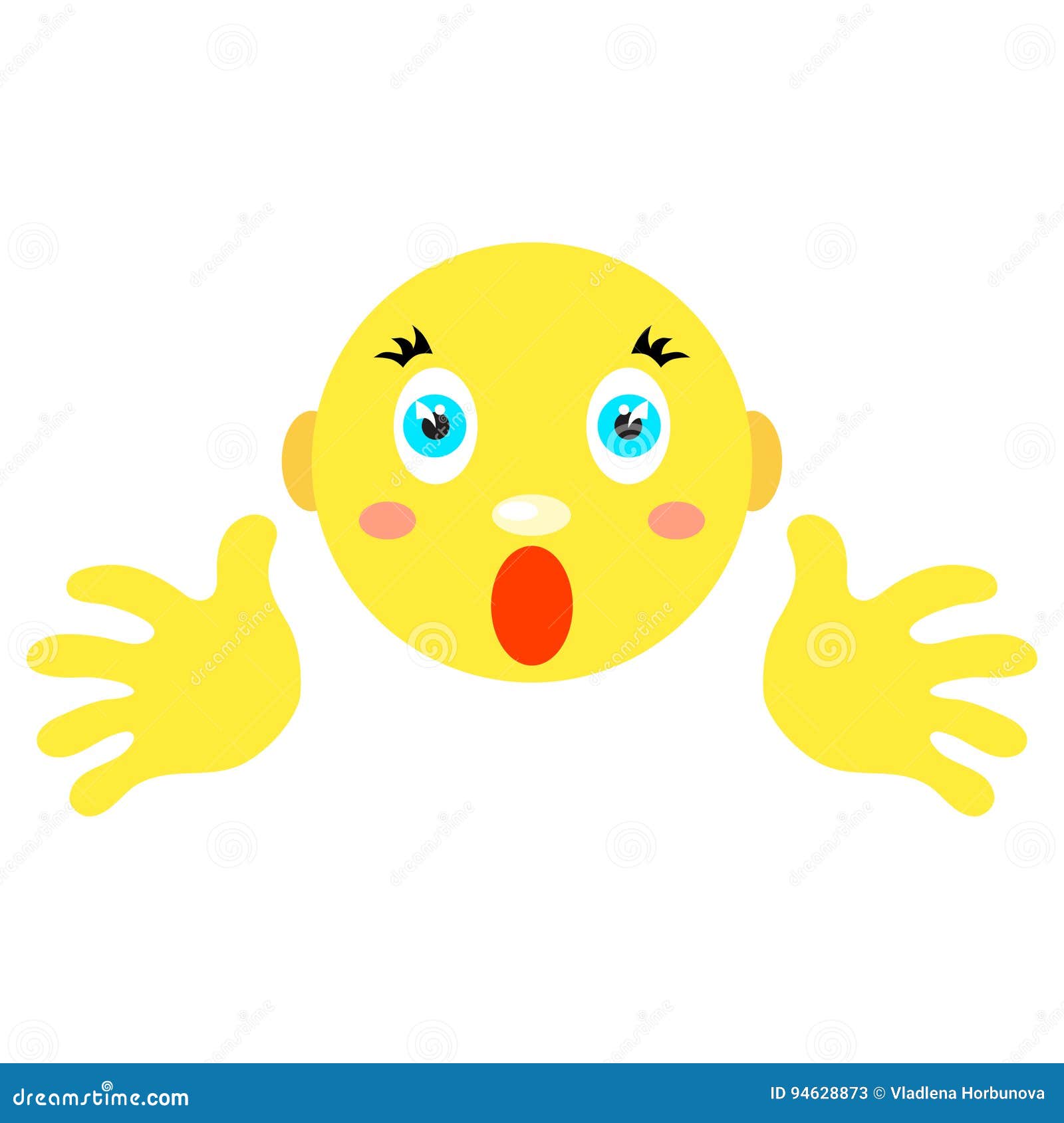 Smiley screams, scared. stock vector. Illustration of comic - 94628873