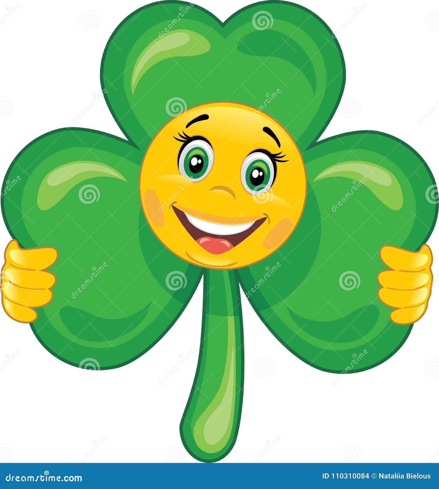 Smiley shamrock stock vector. Illustration of childlike - 110310084