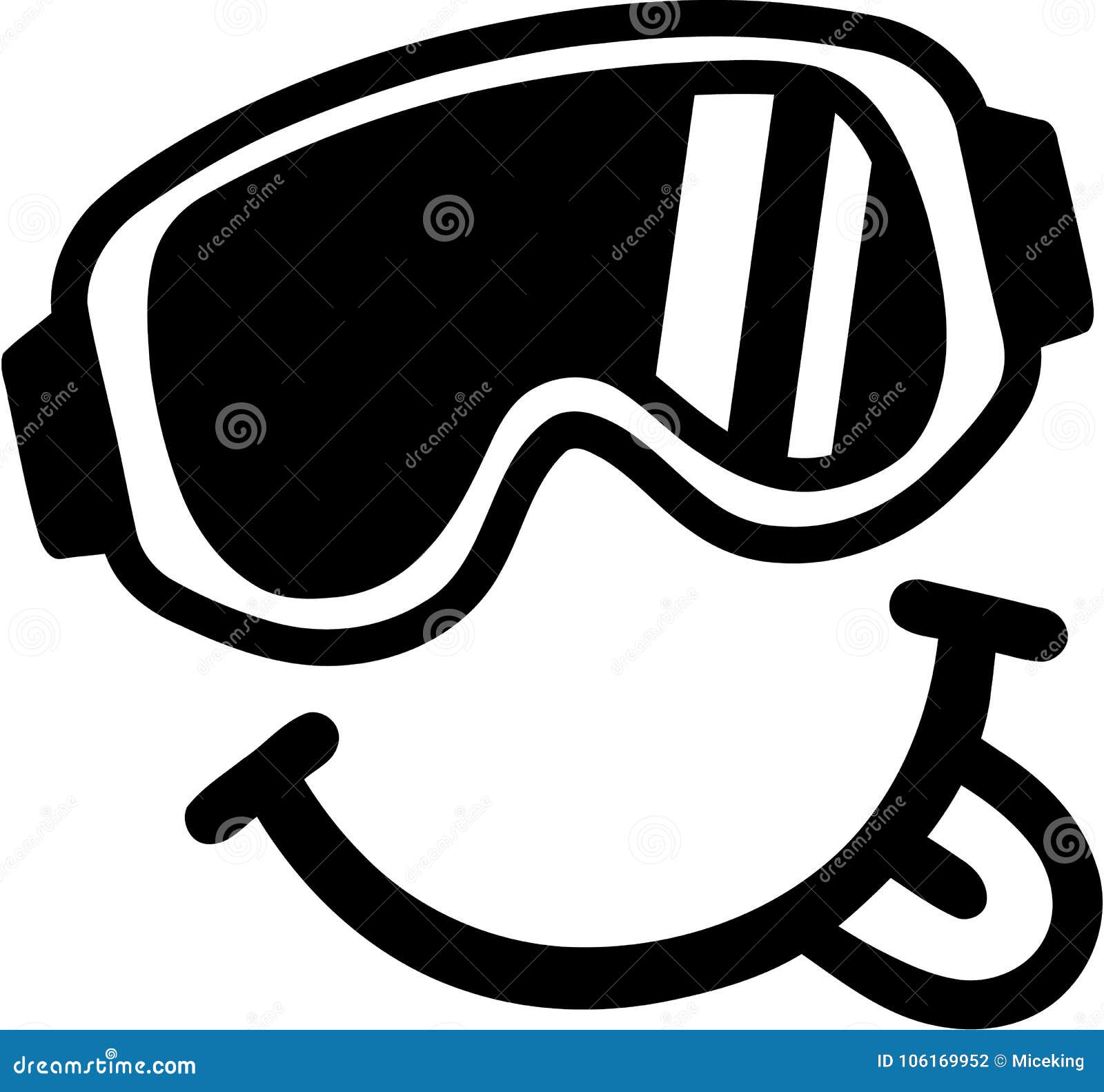 Smiley Ski Goggles Tounge stock vector. Illustration of graphic - 106169952
