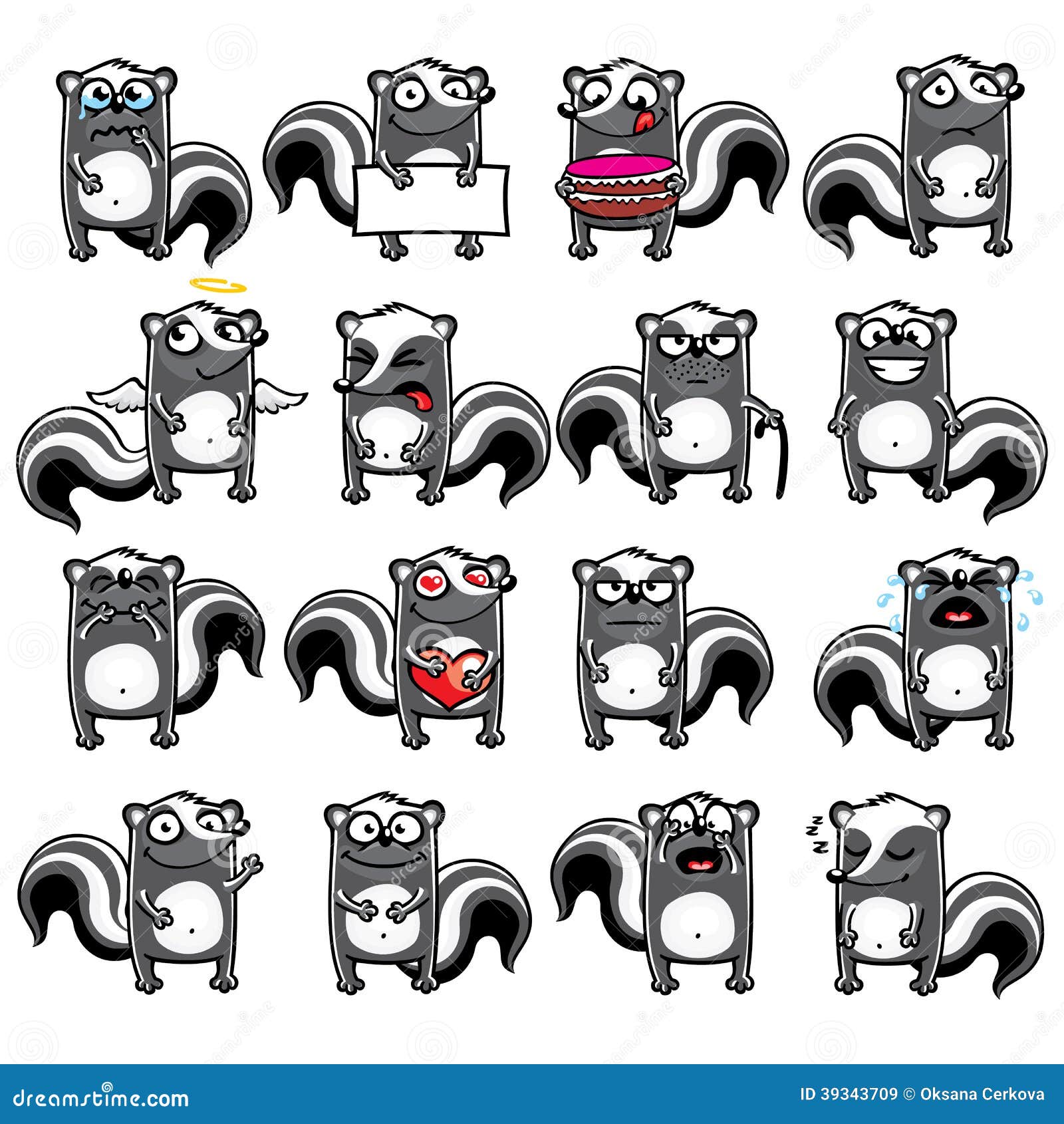 Crying Skunk Emotion Cartoon Background Vector Illustration ...