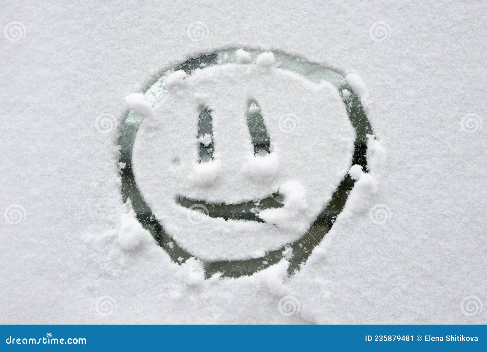 The Emoticon is Drawn on the Glass Covered with Snow. Stock Image ...