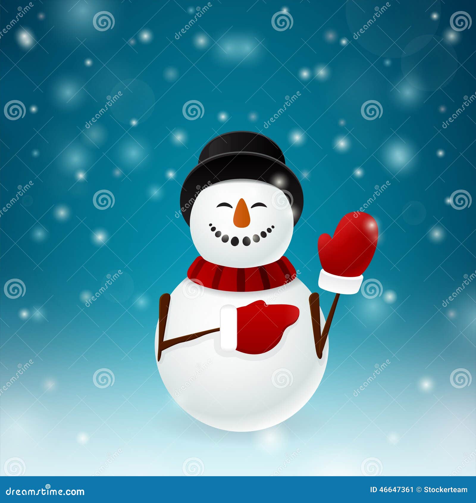Smiley Snowman with Mittens Stock Vector - Illustration of snowing ...