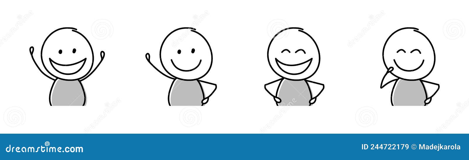 Smiley Stickman. Gestures Concept Stock Vector - Illustration of hand ...