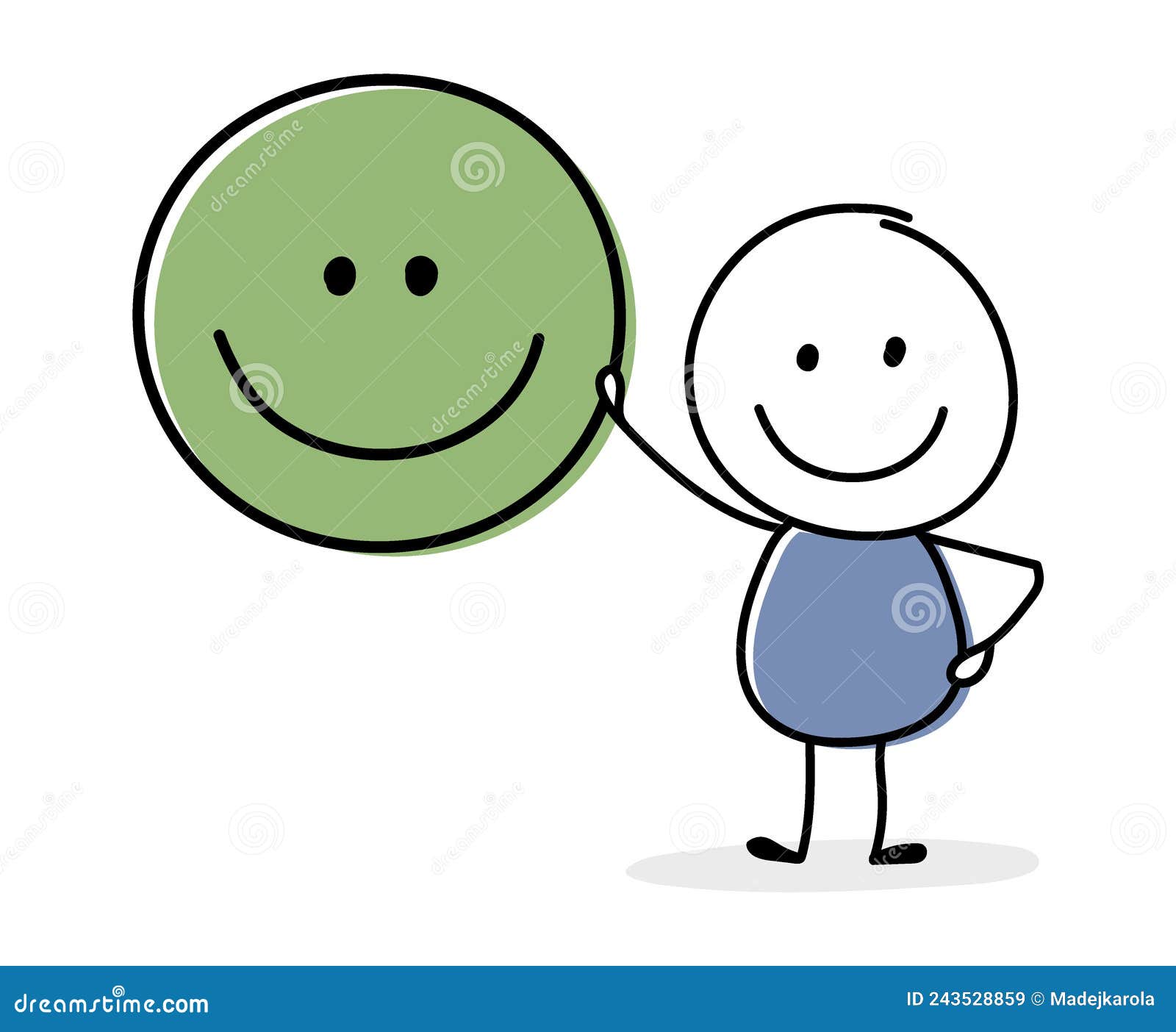 Smiley Stickman Met Emoticon Symbool. Bedrijfsconcept. Vector Vector Illustratie - Illustration ...