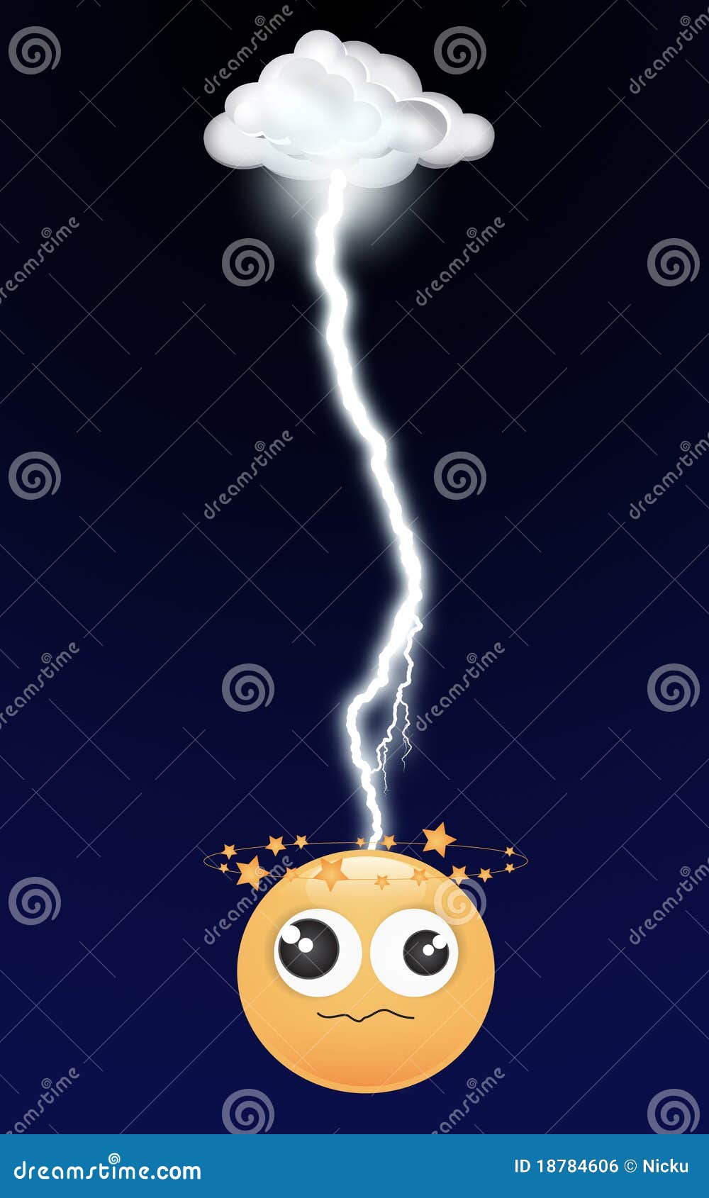 Smiley strike by lightning stock illustration. Illustration of light ...