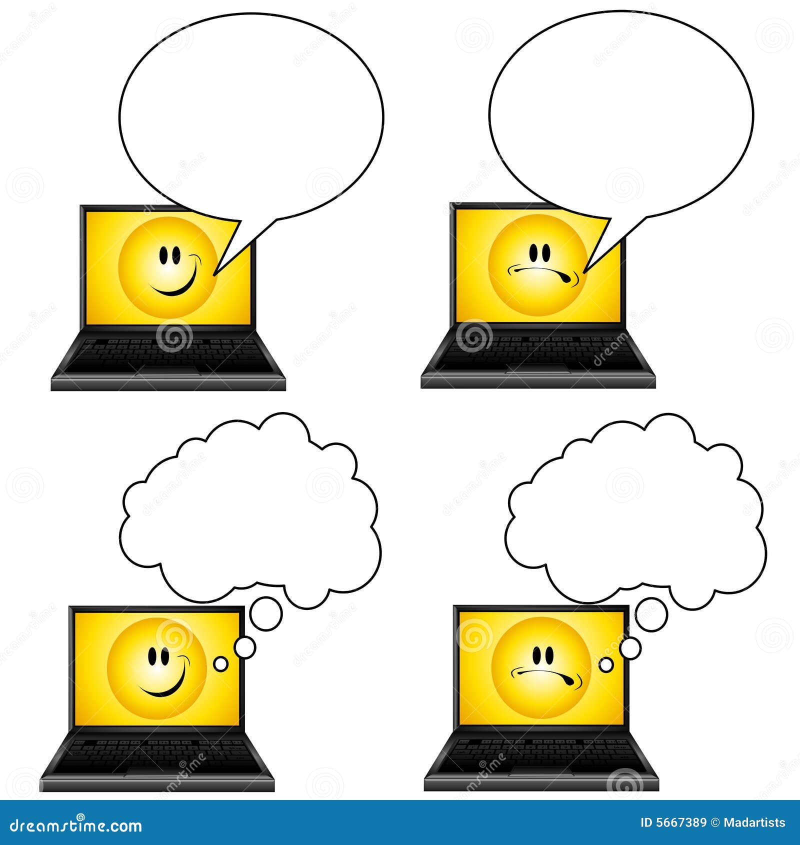 Smiley Thought Talk Bubbles Stock Illustration - Illustration of ...