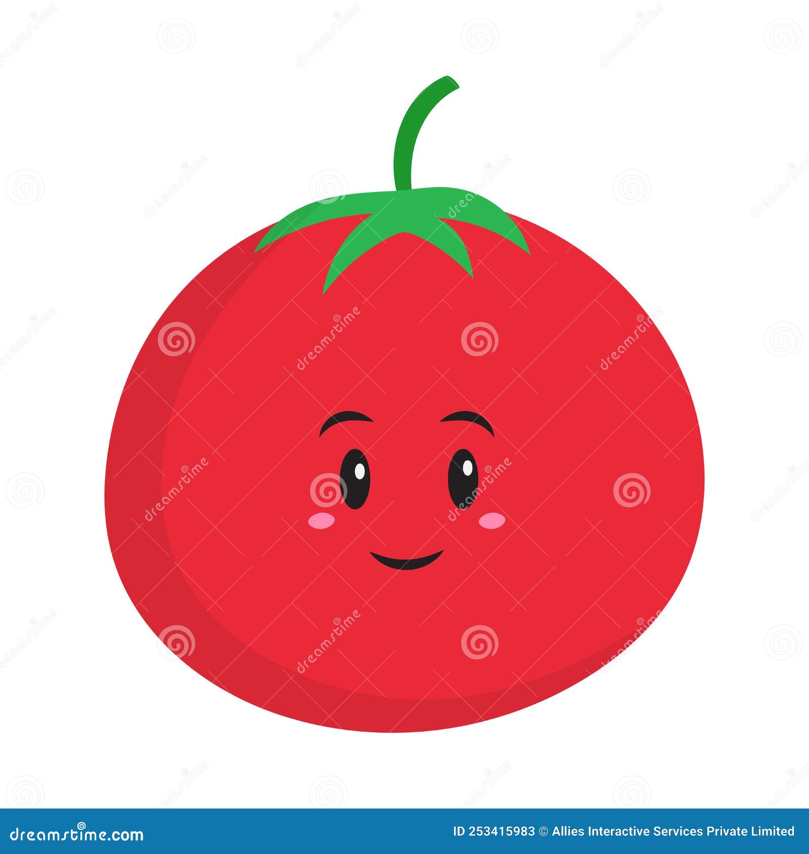 Smiley Tomato Cartoon in Flat Stock Illustration - Illustration of ...