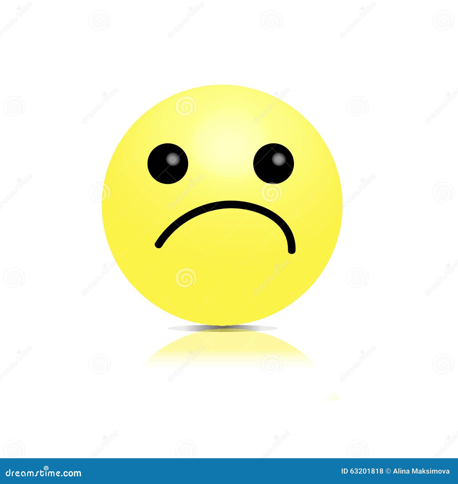 Smiley unhappy offended 3D stock illustration. Illustration of lonely ...