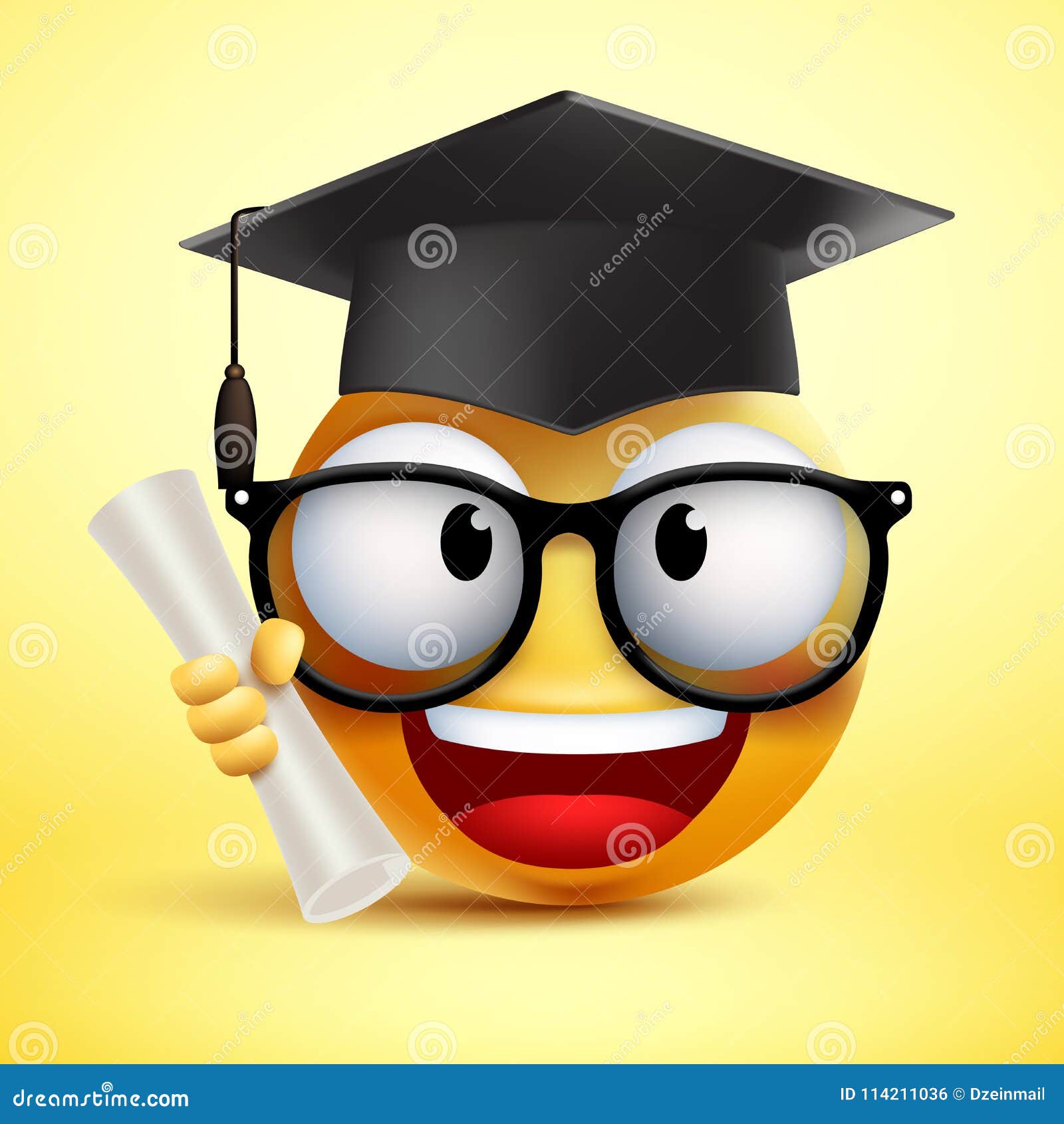 Smiley With Graduation Hat & Diploma Vector Illustration ... Smiley With Graduation Hat & Diploma Vector Illustration ...