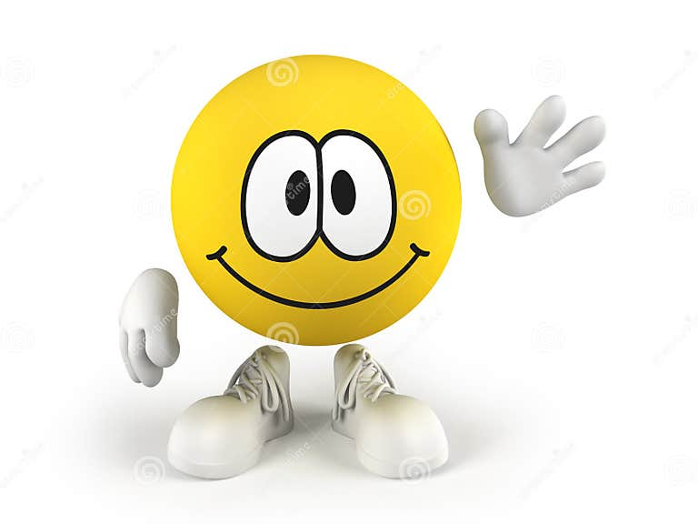 Smiley waving a hand stock illustration. Illustration of smile - 18806318