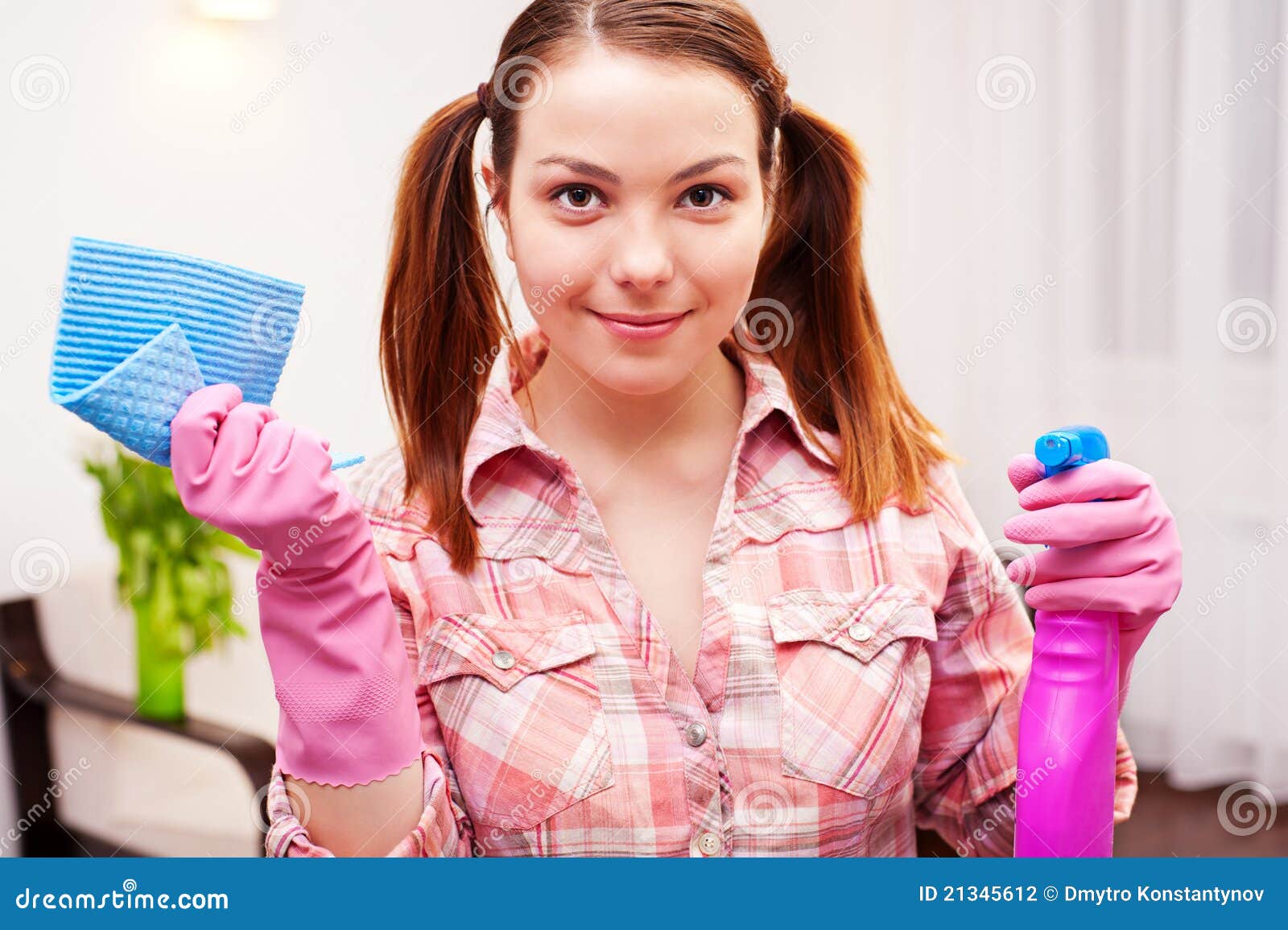 Smiley Woman with Cleansers at Home Stock Photo - Image of hand, person ...