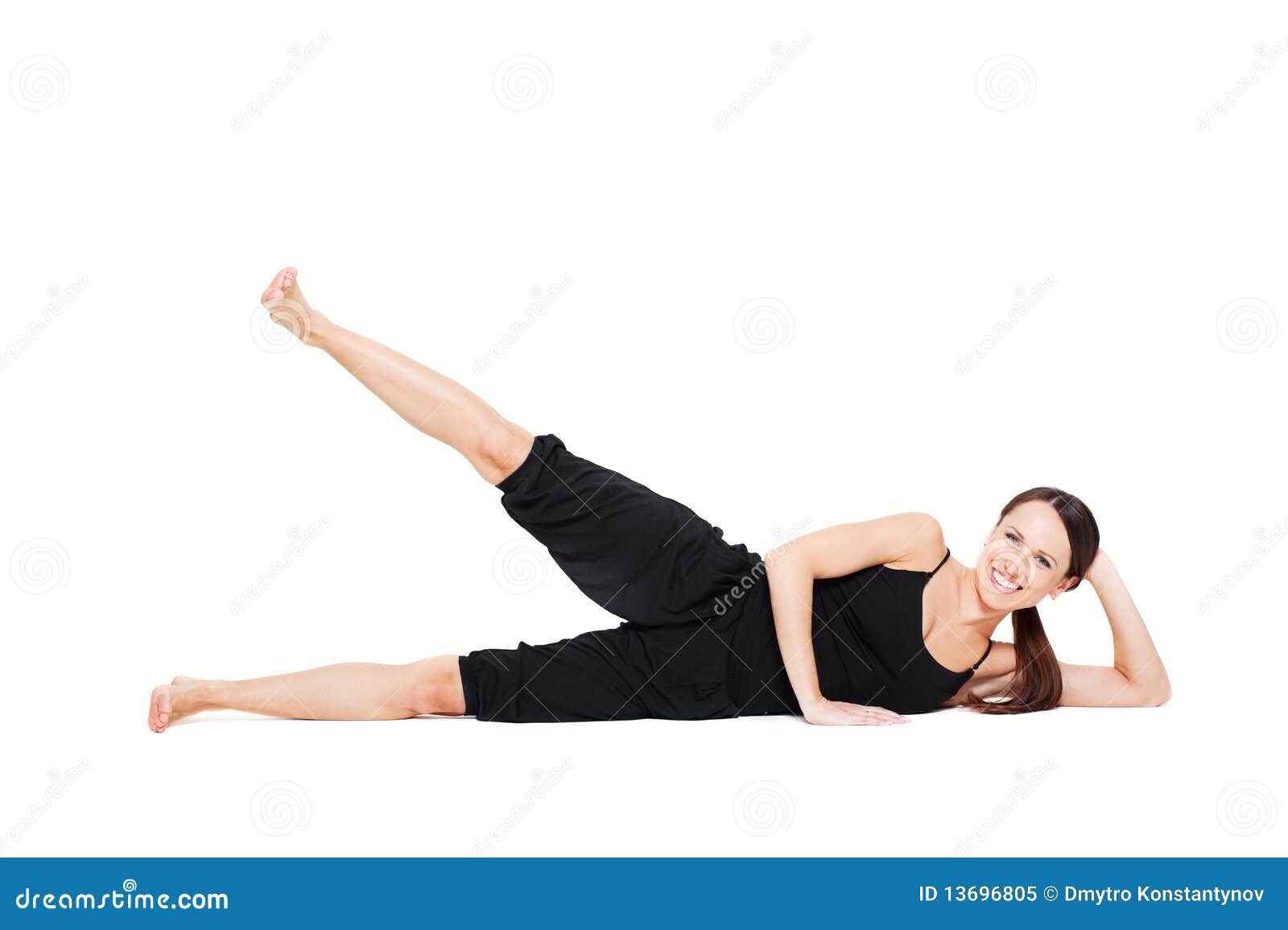 Smiley Woman Doing Exercise Stock Image - Image of healthy, female ...