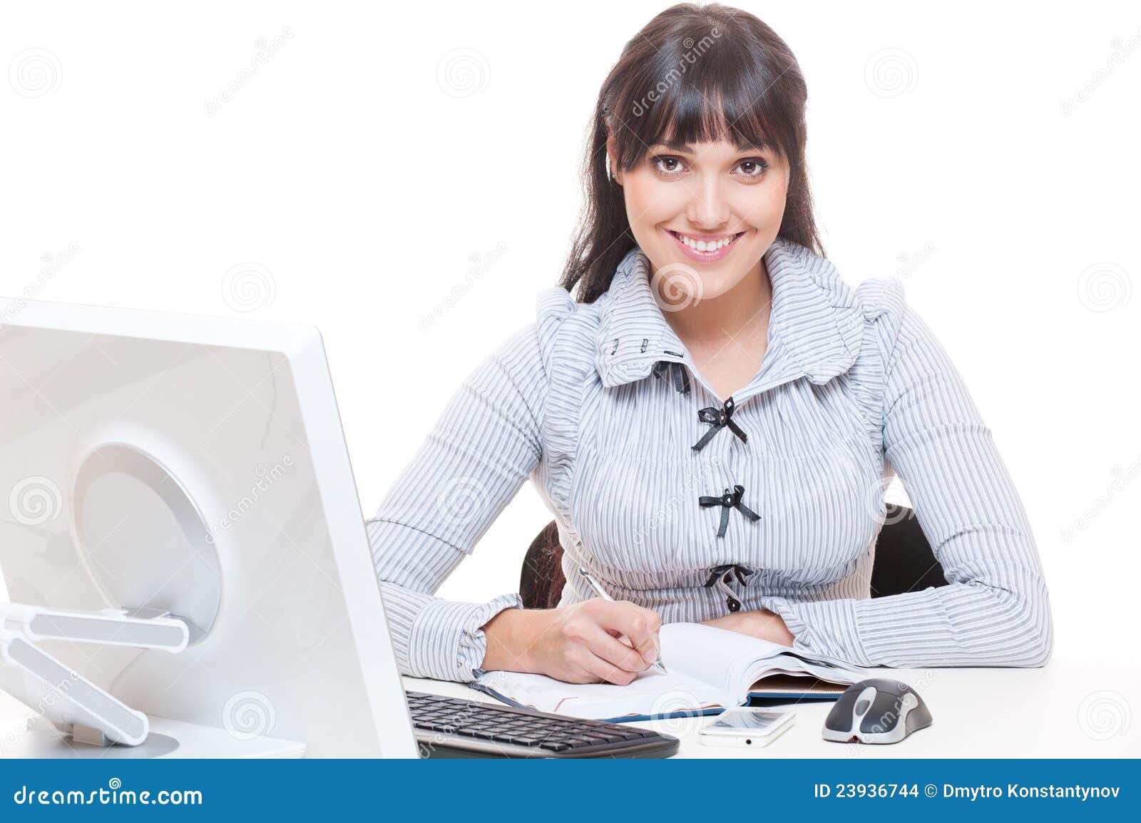 Smiley Secretary Talking On The Phone Stock Image | CartoonDealer.com ...
