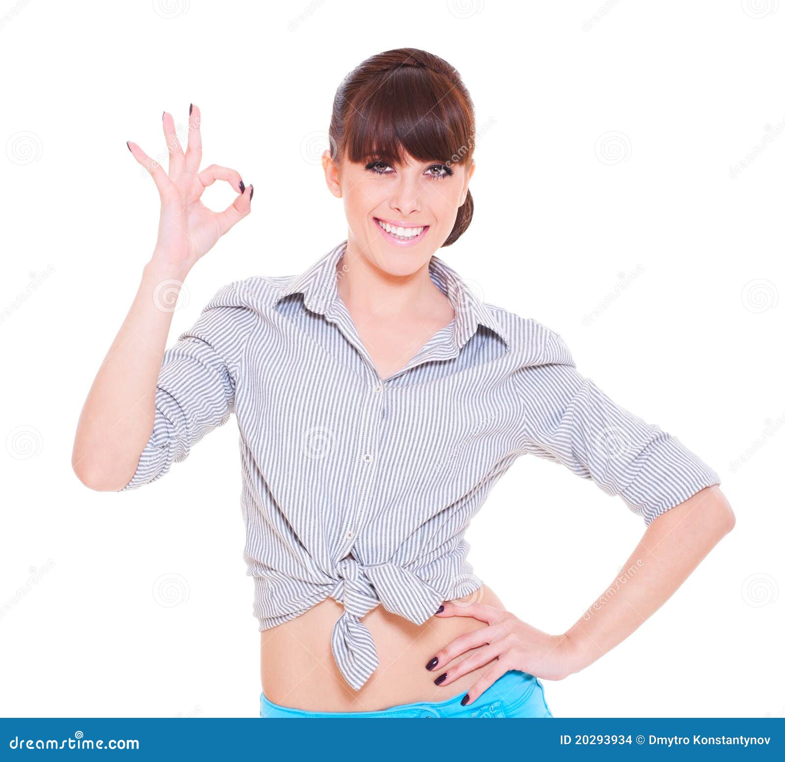 Smiley Woman Showing the Ok Sign Stock Photo - Image of attractive ...