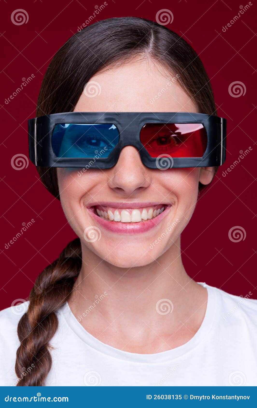Smiley Woman in Stereo Glasses Stock Image - Image of laughing ...